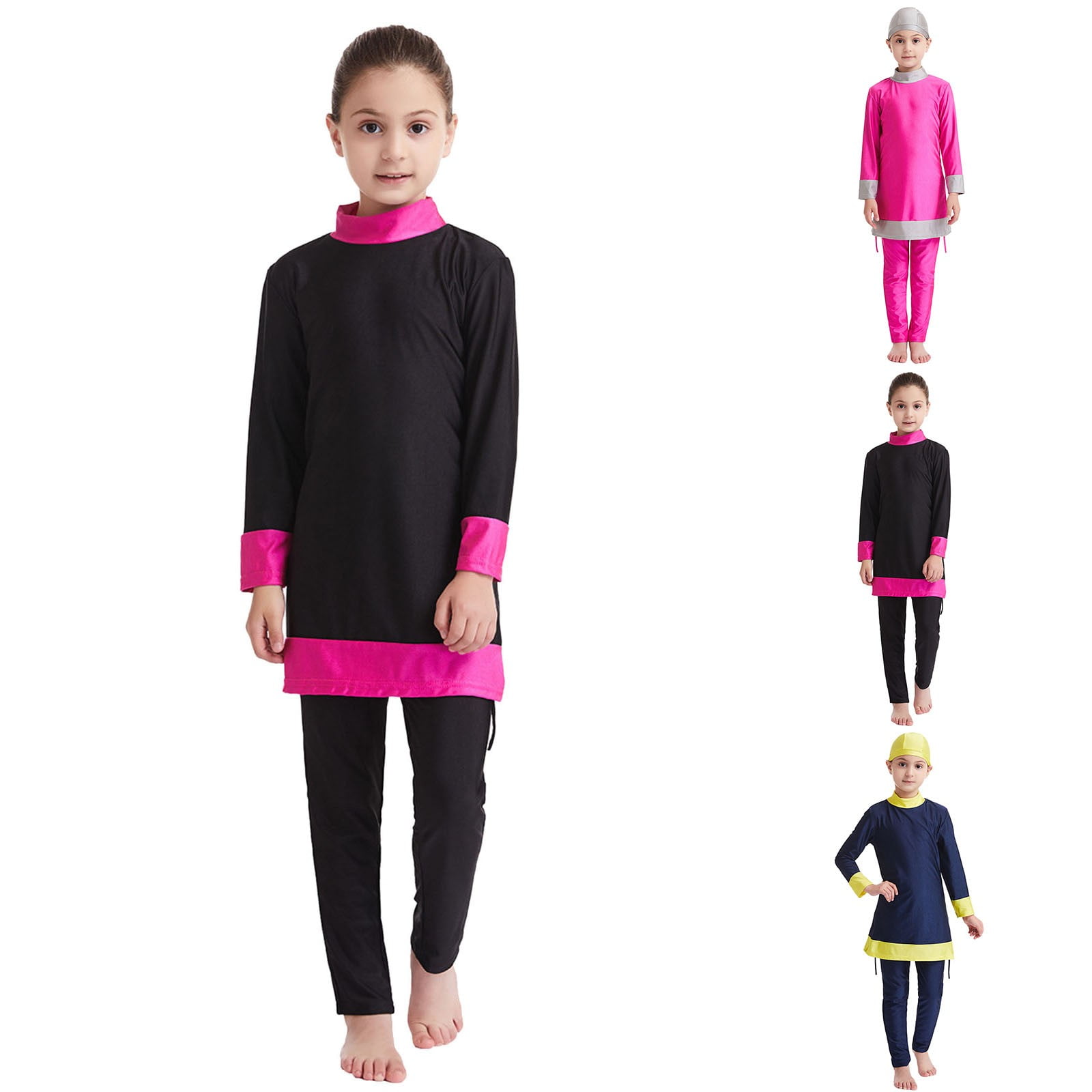 Girls Rash Guard Swimsuit Set Long Sleeve Hawaii Bathing Suit Two Piece ...