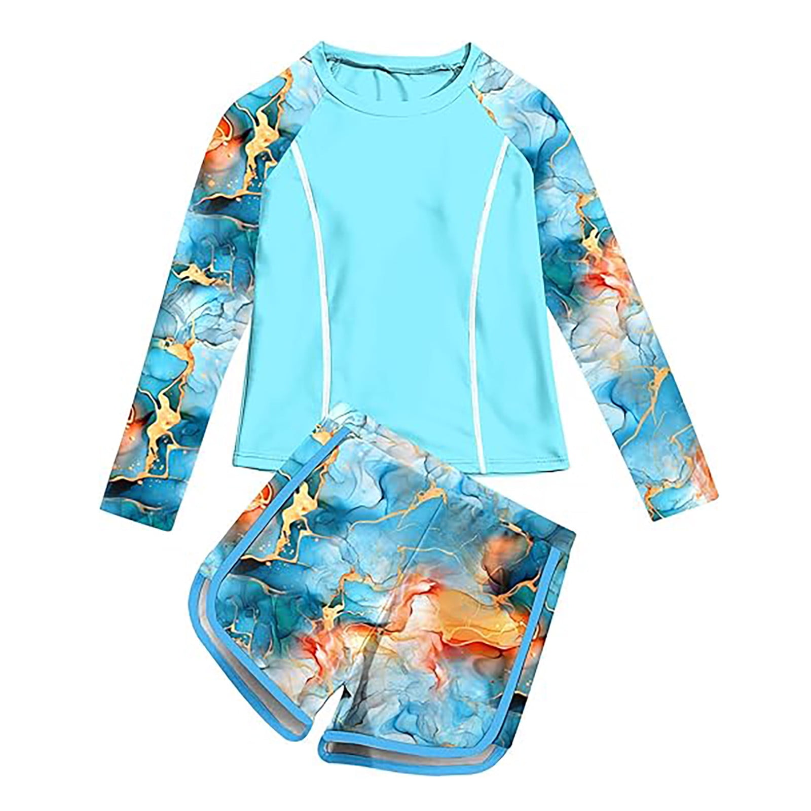 Girls Rash Guard Swimsuits Girls Racing Swimsuit 2 Piece Bathing Suit ...