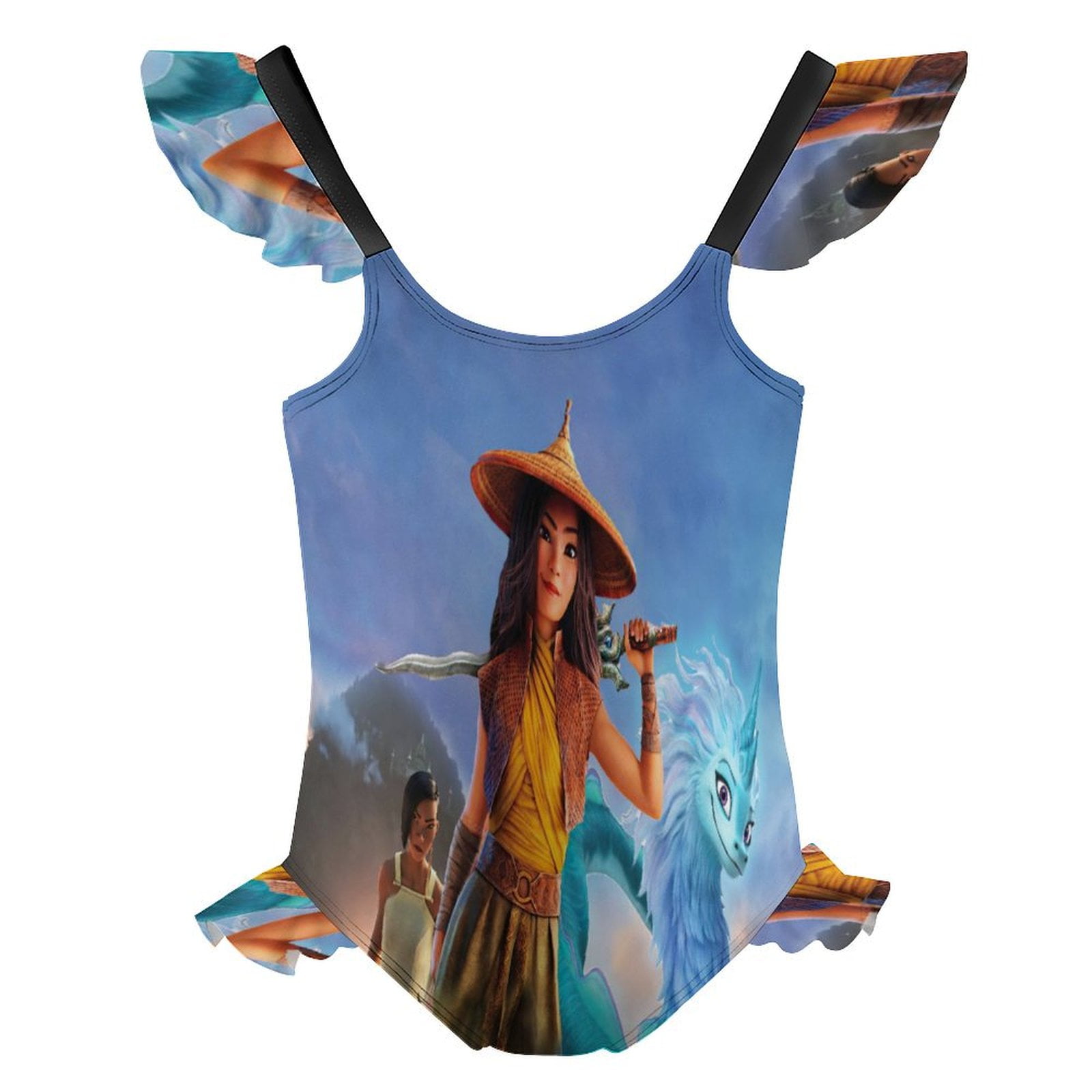 Girls Raya And The Last Dragon One Piece Swimsuit Kids Cute Ruffle ...