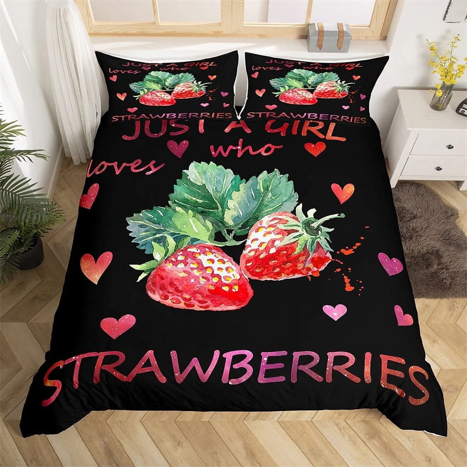Girls Red Rose Bedding Set Women Romantic Floral Duvet Cover Microfiber ...