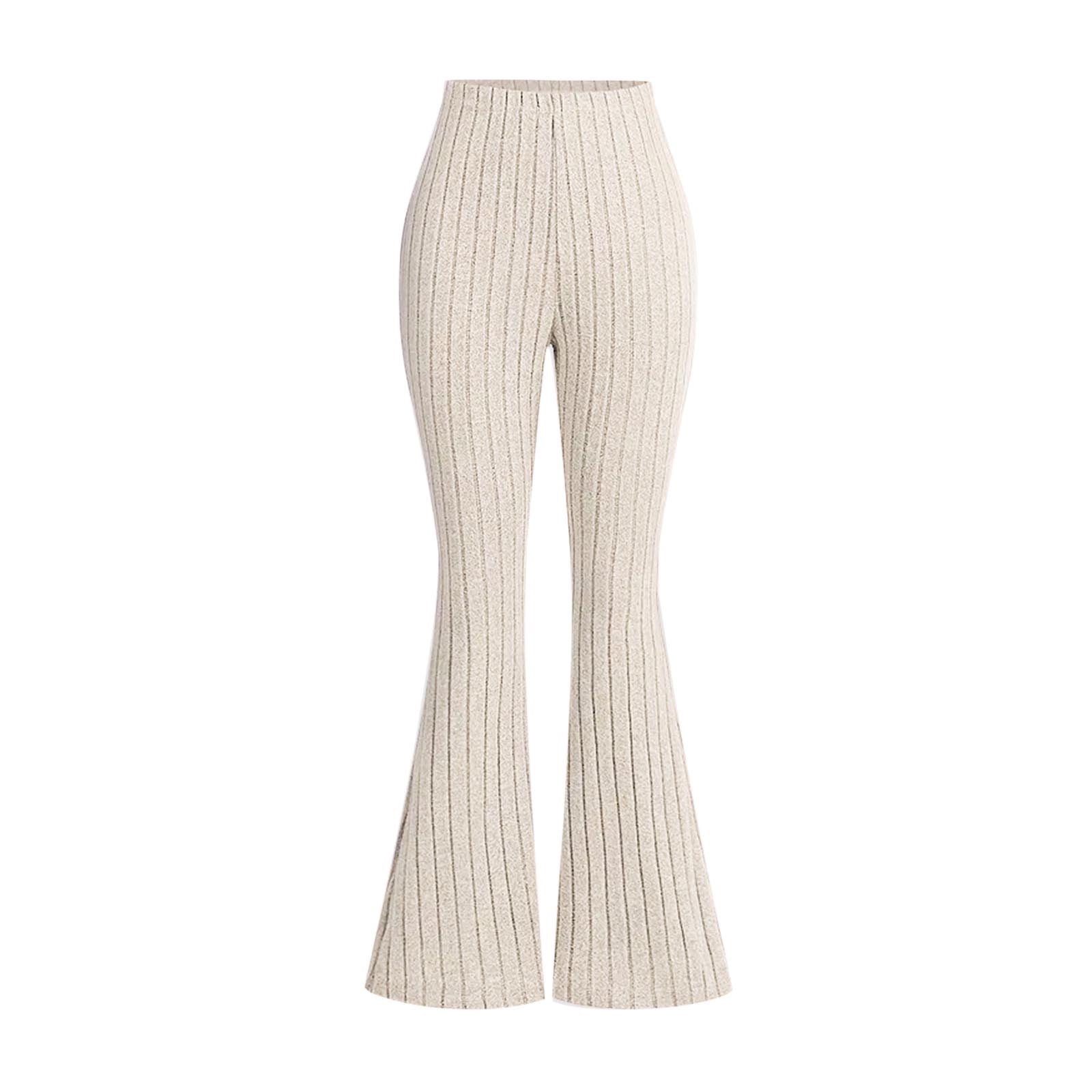 Girls Ribbed Knit Flare Leggings Trendy High Waisted Bell Bottom Yoga ...