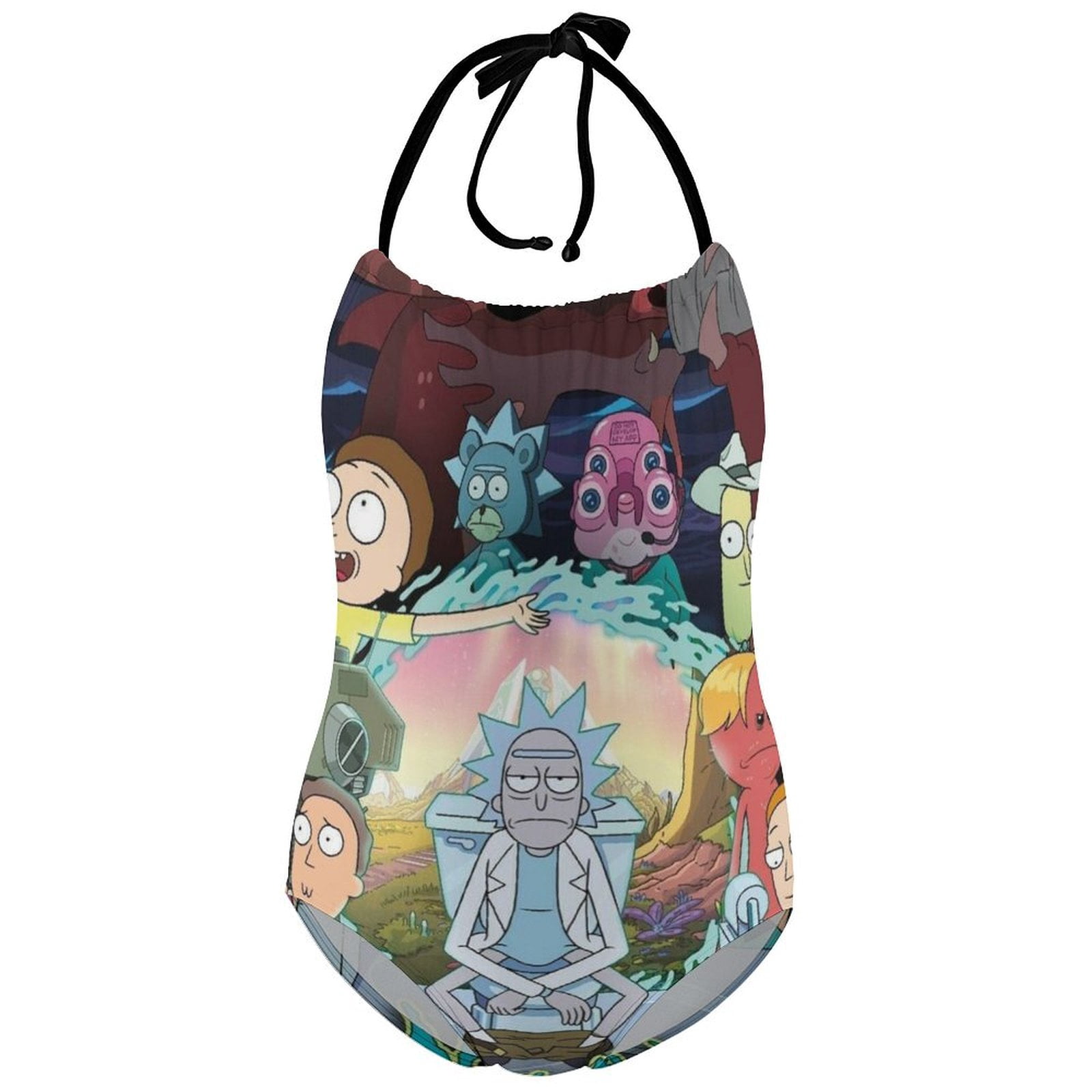 Girls Rick and Mor-t Bathing Suit One Piece Halter Neck Strap Swimwear ...