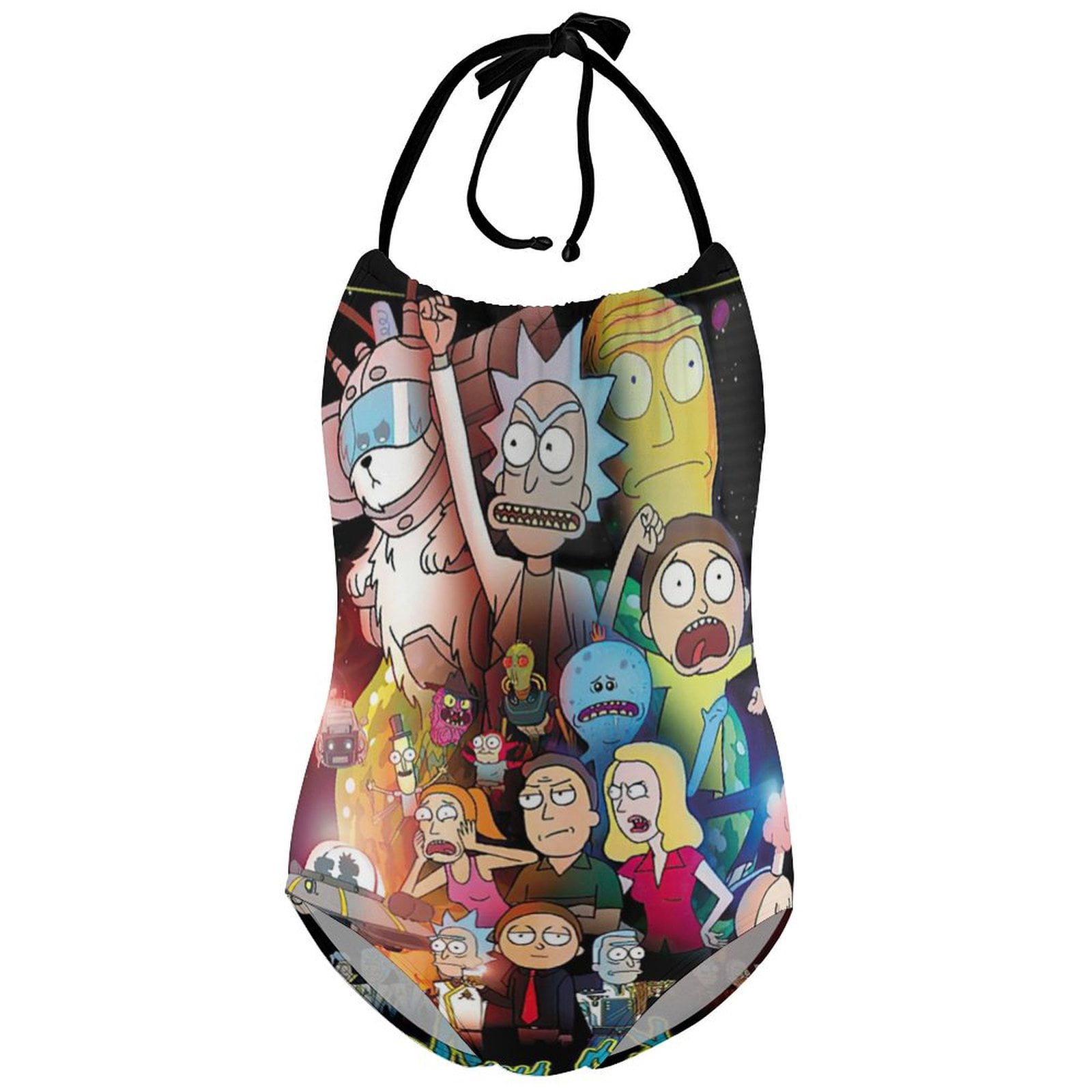 Girls Rick and Mor-t Bathing Suit One Piece Halter Neck Strap Swimwear ...