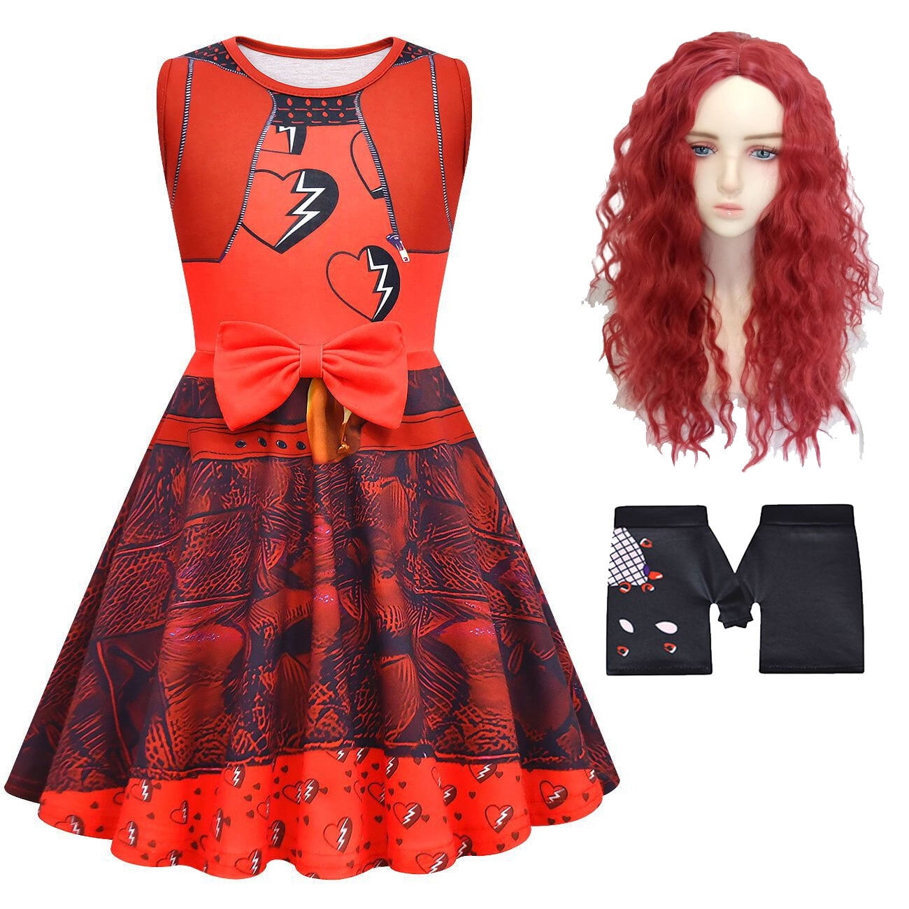 Girls Rise Red Costume Dress Kids Movie Outfits Halloween Birthday ...