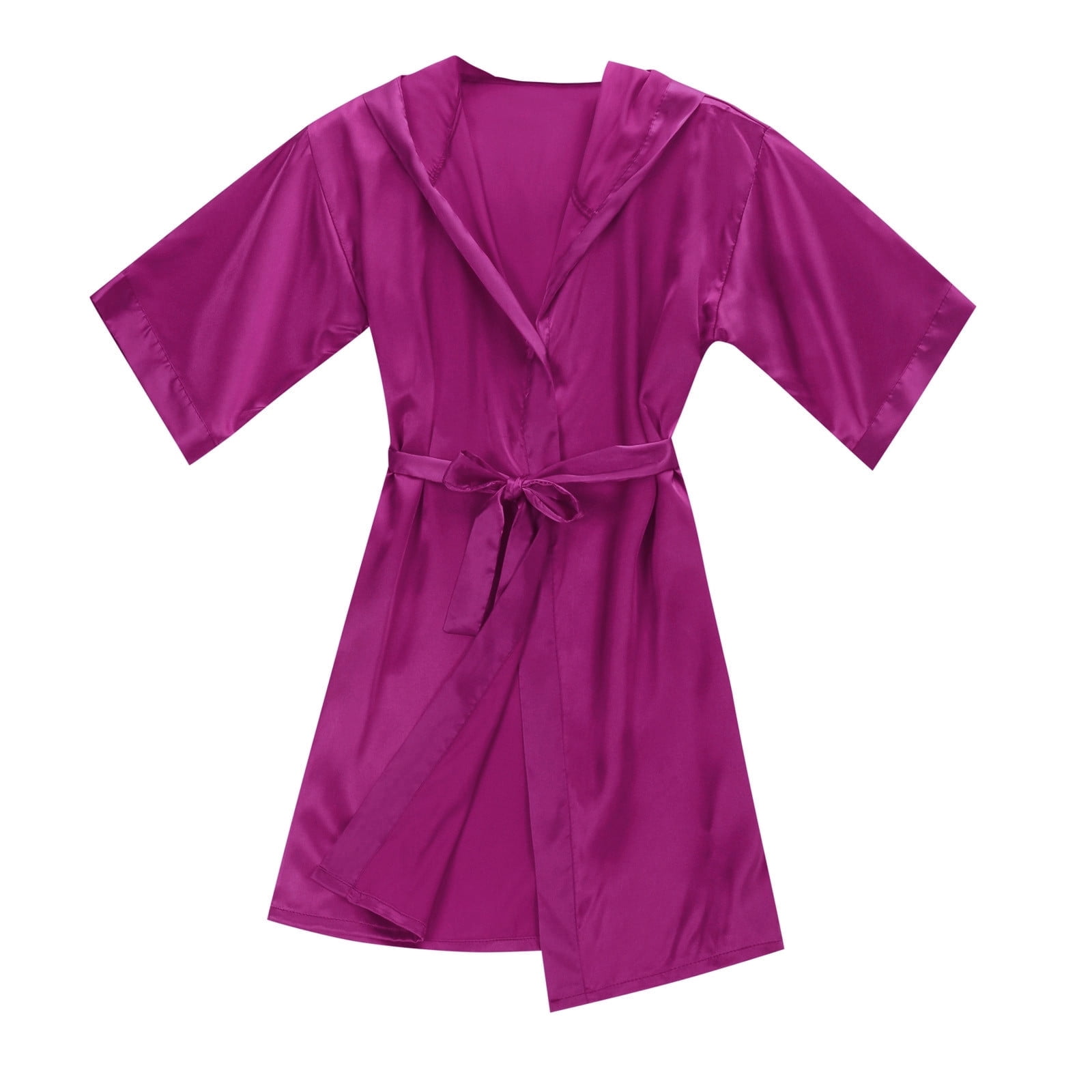 Girls Robe Kids Boys Girls Silk Satin Hooded Bathrobe Kimono Robes ...