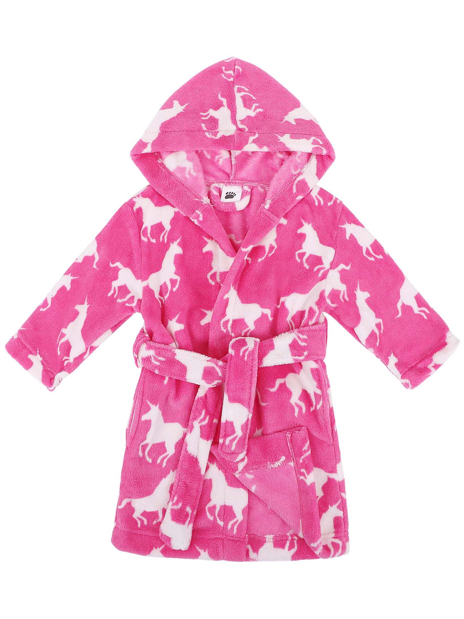 Girls Robe Plush Super Soft Fleece Hooded Bathrobe Kimono Robe,Rose,XL ...