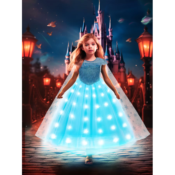 Girls' Role-Playing LED Light Princess Dress, Fairy Cape Costume ...