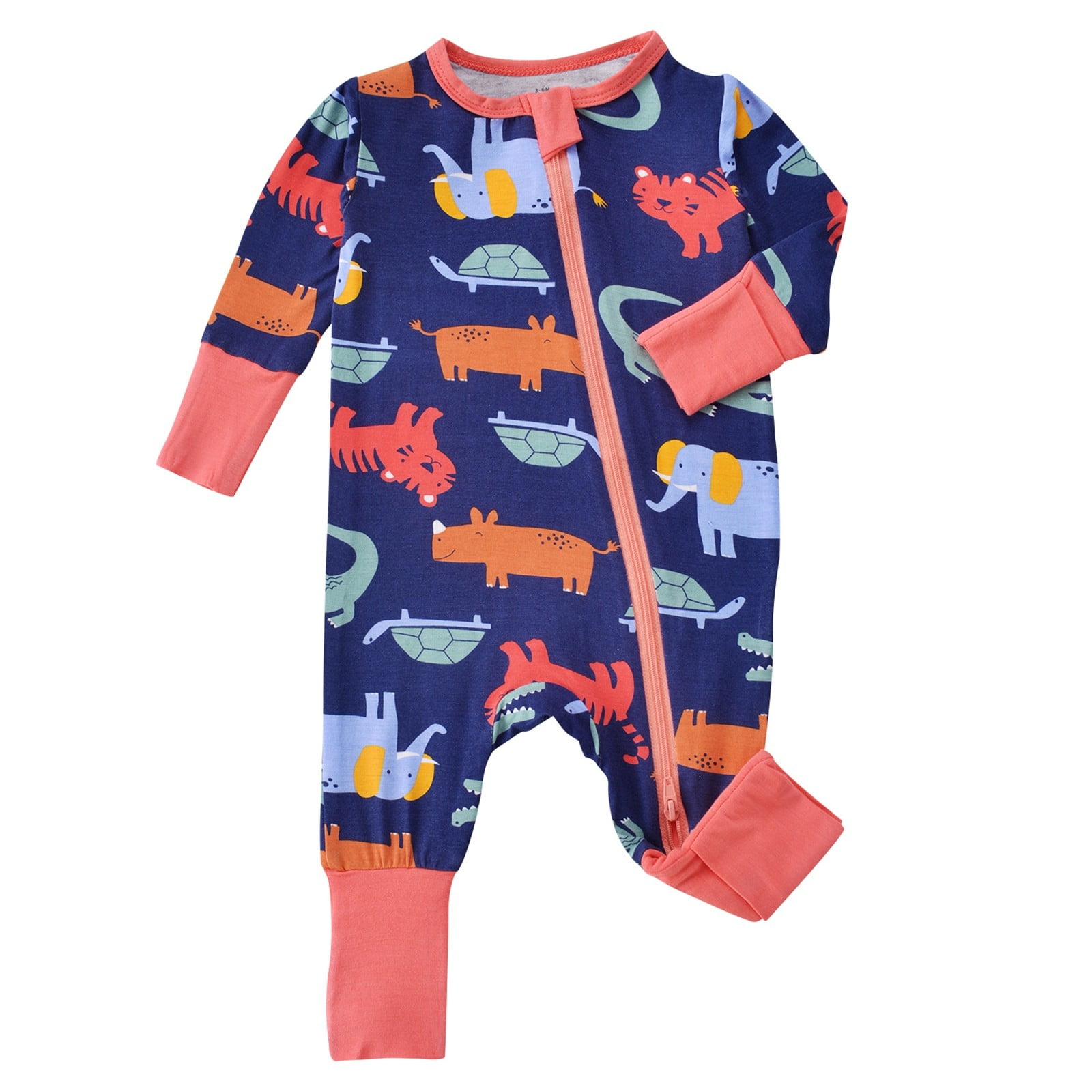 Girls Romper Baby Fall Winter Full Zip Footless Pajamas Car Dinosaur Crocodile Print Long Sleeve ...