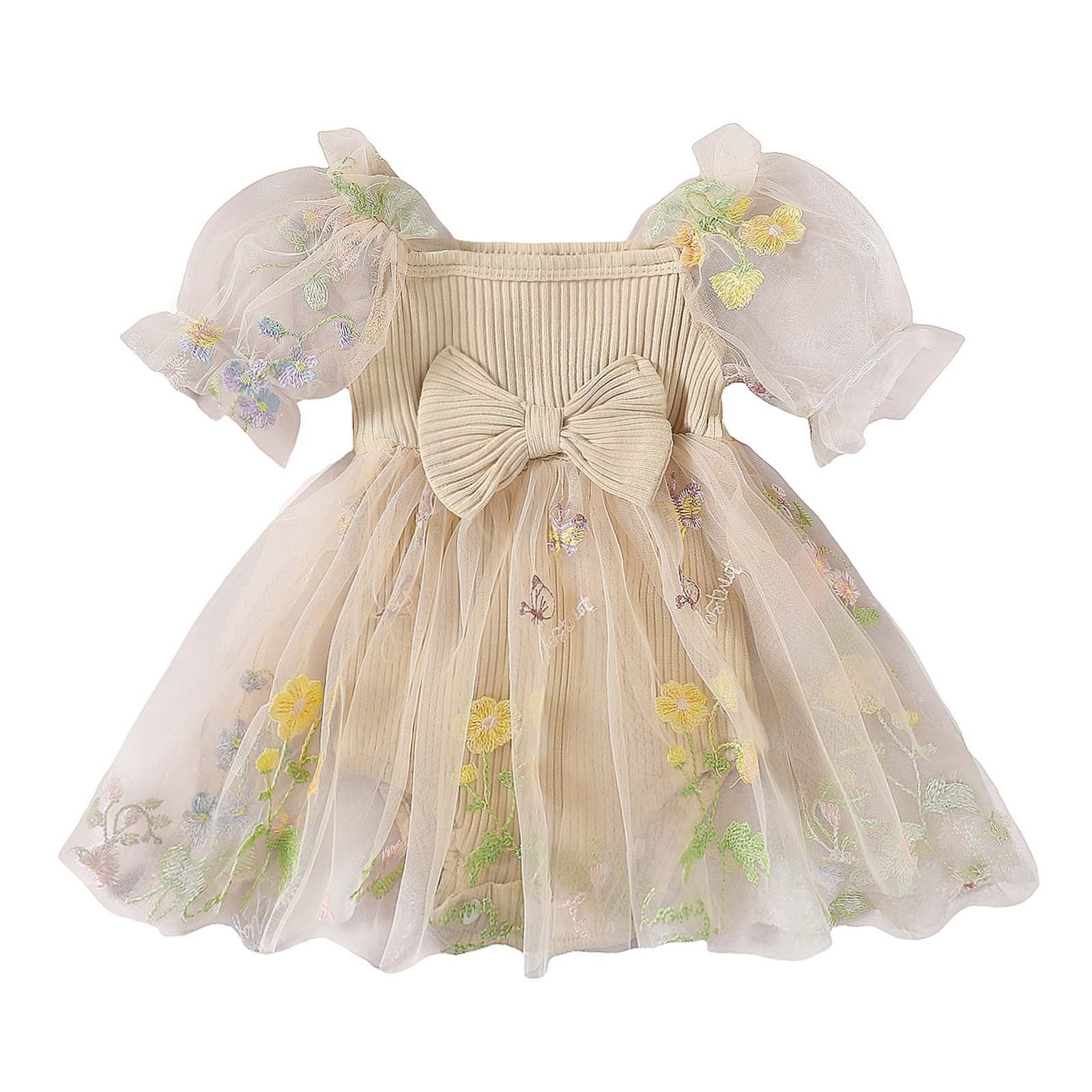 Girls Romper Fairy Princess Jumpsuit Floral Embroidery Mesh Patchwork ...