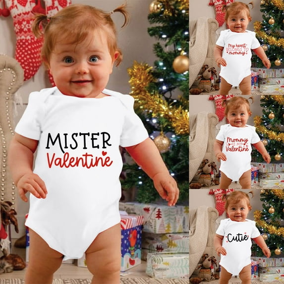 Girls Romper Short Sleeve Valentine Letter Print Outfit Soft ...