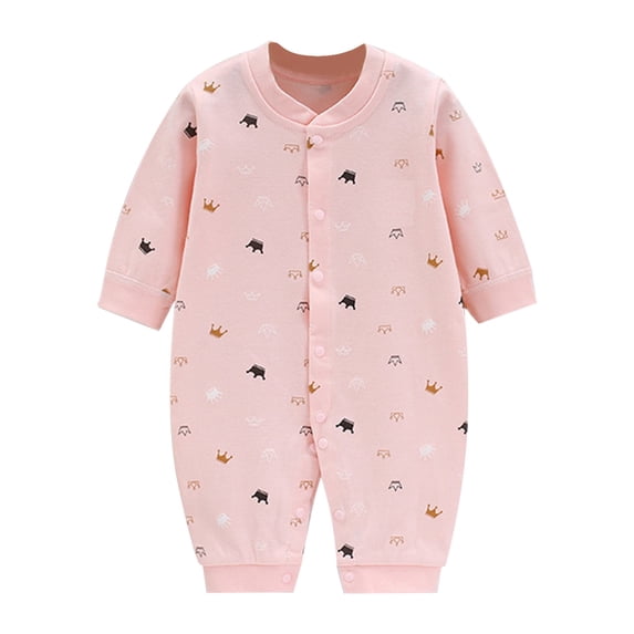 Girls Rompers Cute Printed Short Sleeve Footless Jumpsuit with Buttons ...