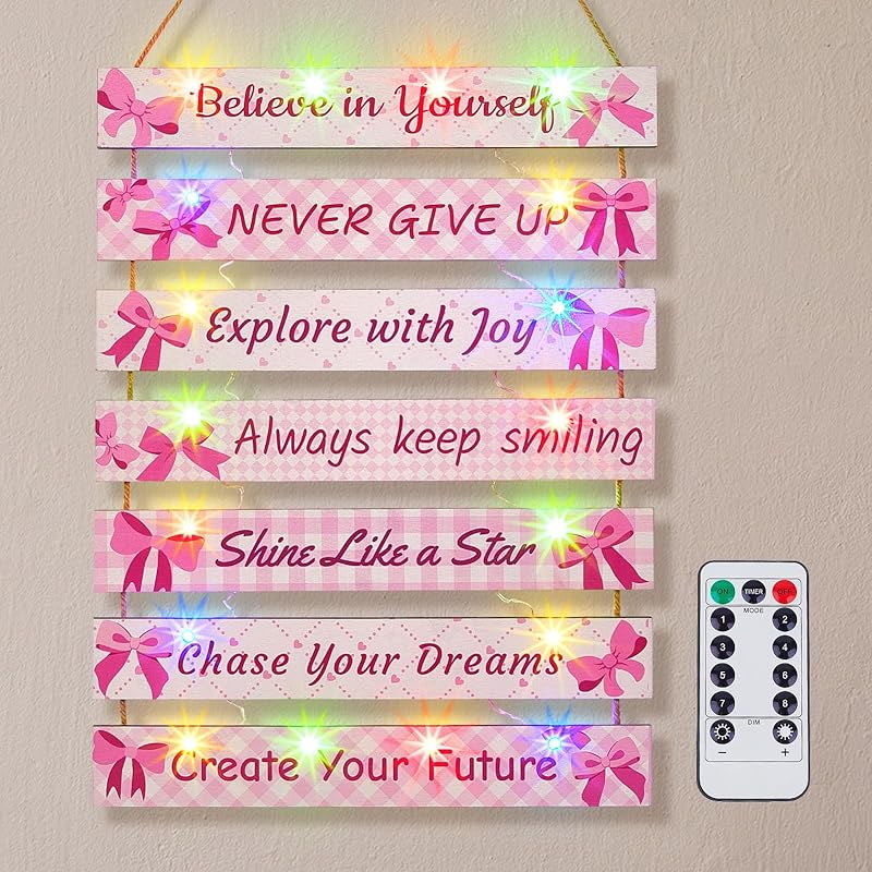 Girls Room Décor for Teen Girls Boys with LED Light Wall Decor for ...