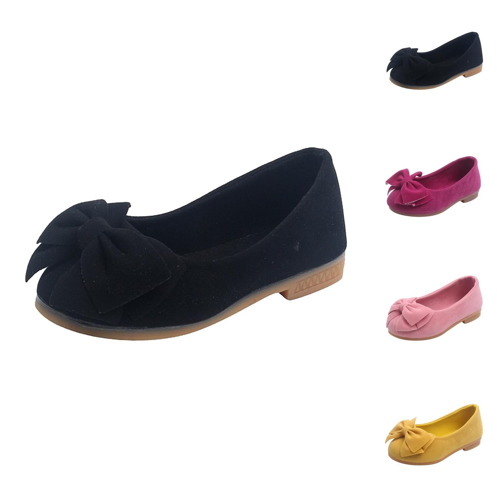 Girls' Round Toe Cute Bow Trim Ballet Flats Mary Jane Dress shoes ...