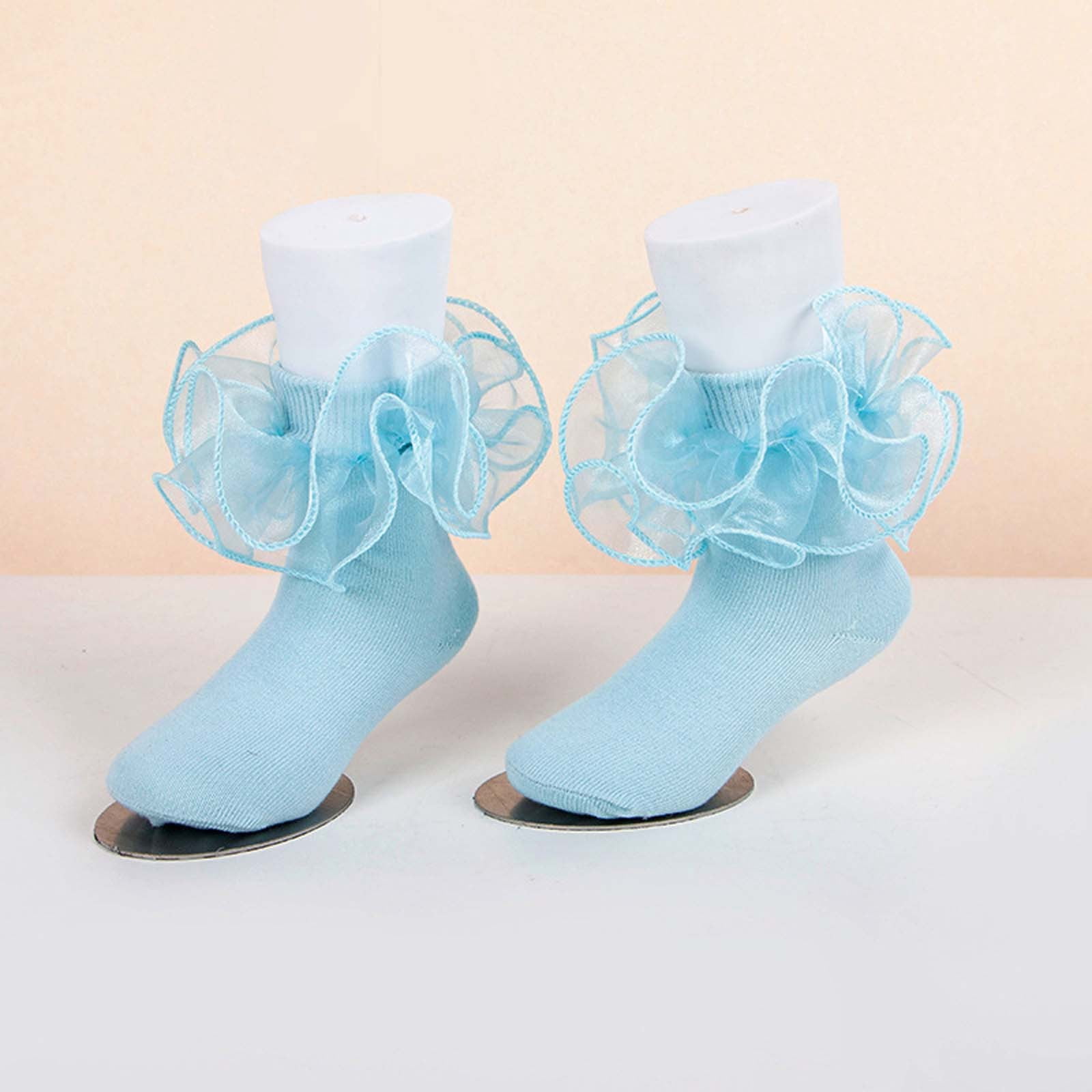 Girls Ruffle Socks Lace Sock Pure Color Combed Edge Socks with Ruffles ...