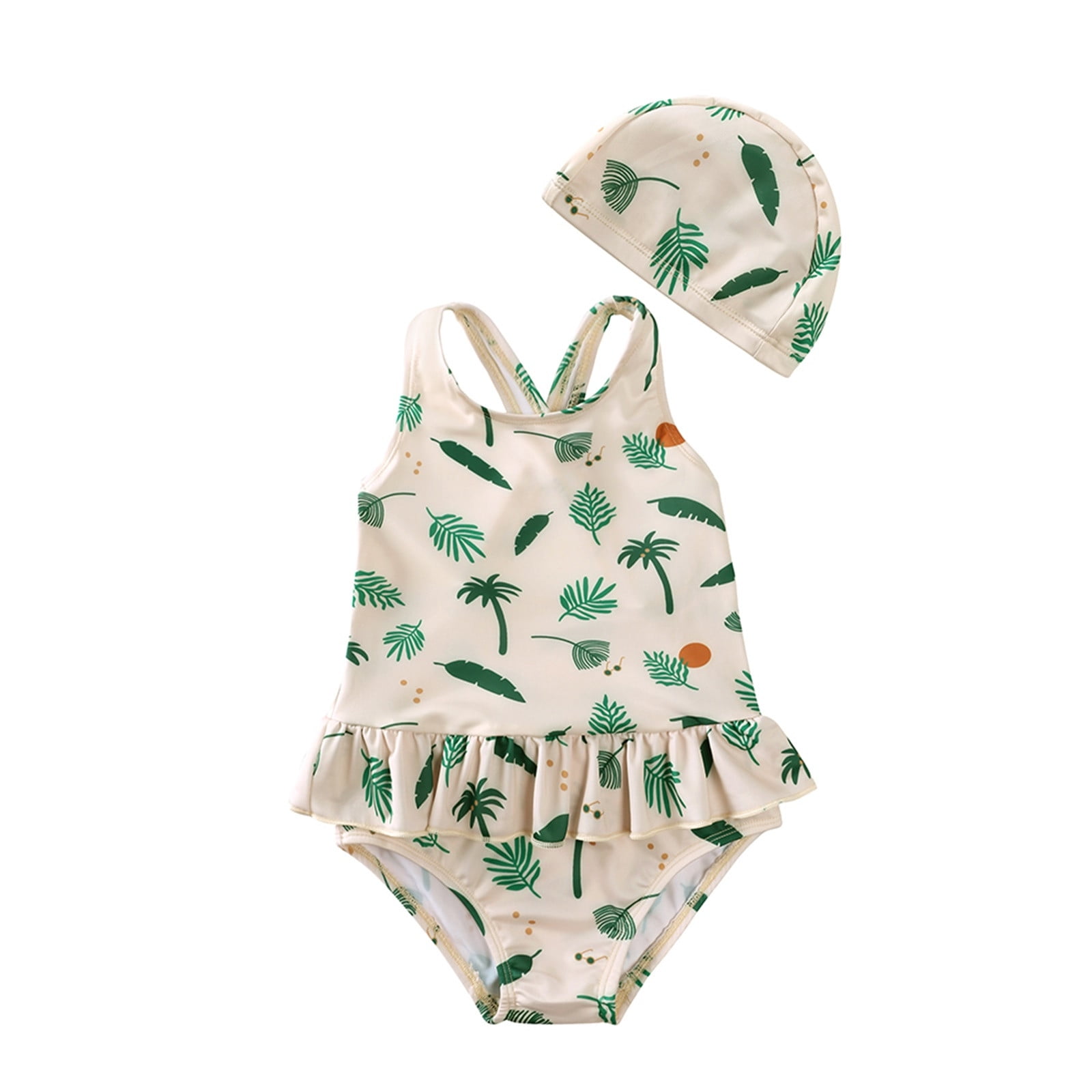 Girls Ruffle Swimsuits One-Piece Kids Ruffle Floral Toddler Kids Baby ...