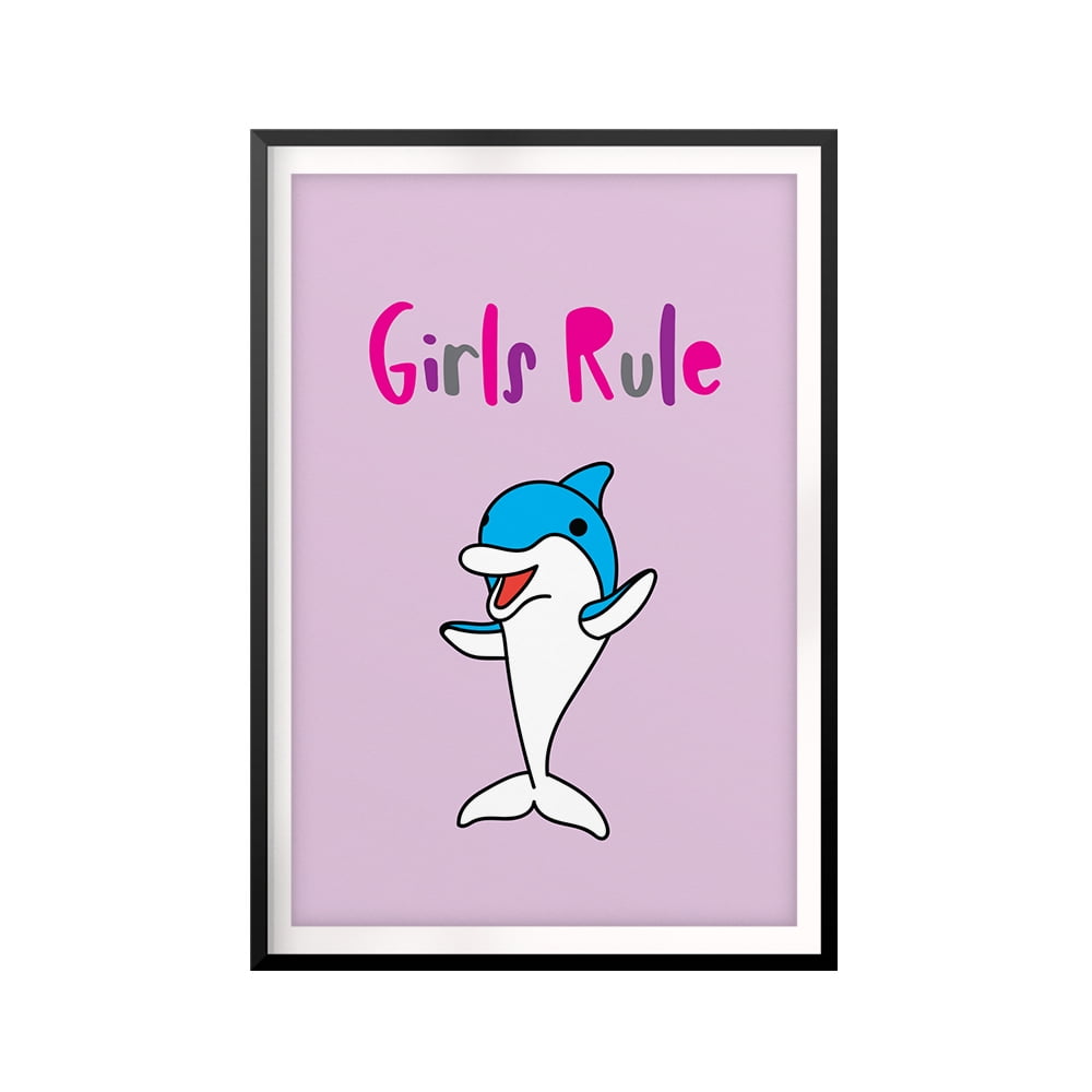 Girls Rule Kids 11 x 14 UNFRAMED Print Kids Bathroom Wall Art - Walmart.com