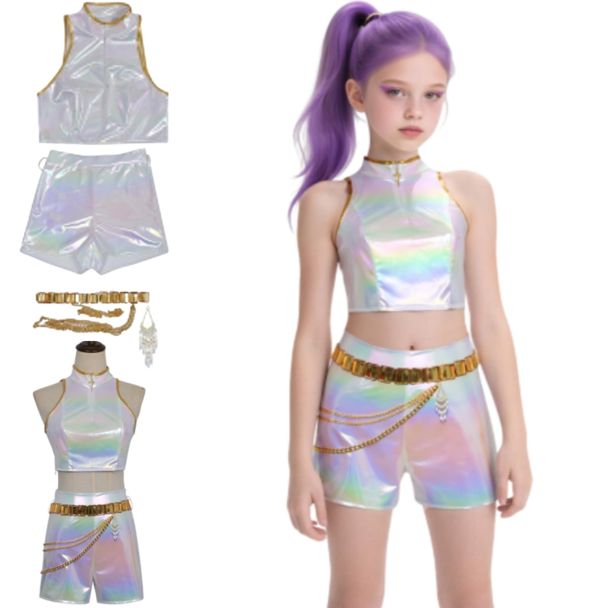 Girls Pop Singer Outfit Set for Pendant Dance Stage Party Theme Dress ...