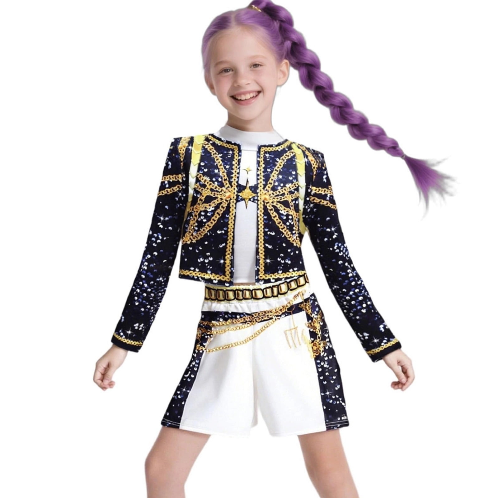Girls Rumi Halloween Costume Crop Top Skirts Pop Star Rumi Outfit Kids ...