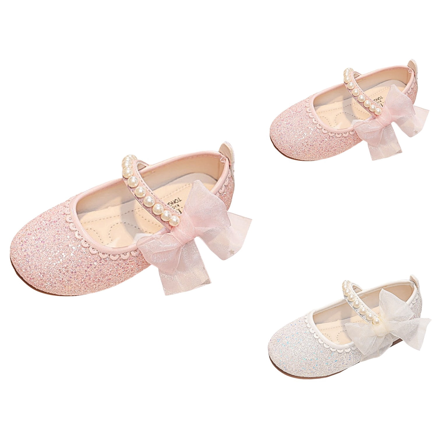Girls Sandals Fashion Cute Versatile Pearl Bow Decoration Flat Bottom ...