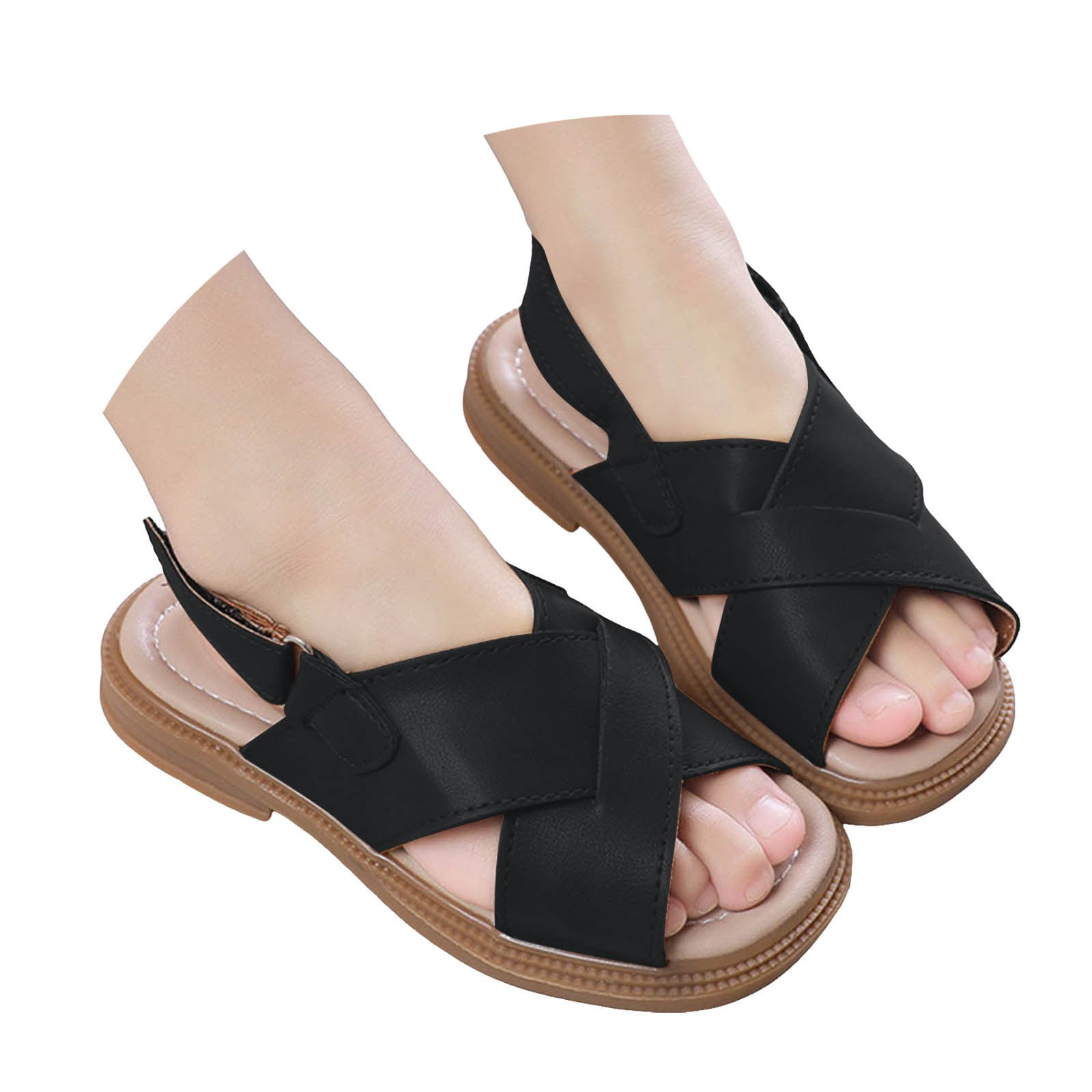 Girls Sandals with Cork Footbed Adjustable Straps Summer Slides Sandals ...