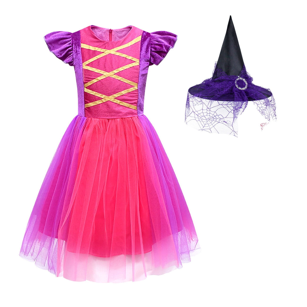 Girls Sanderson Sisters Costumes Halloween Witch Dress Up Outfits with ...