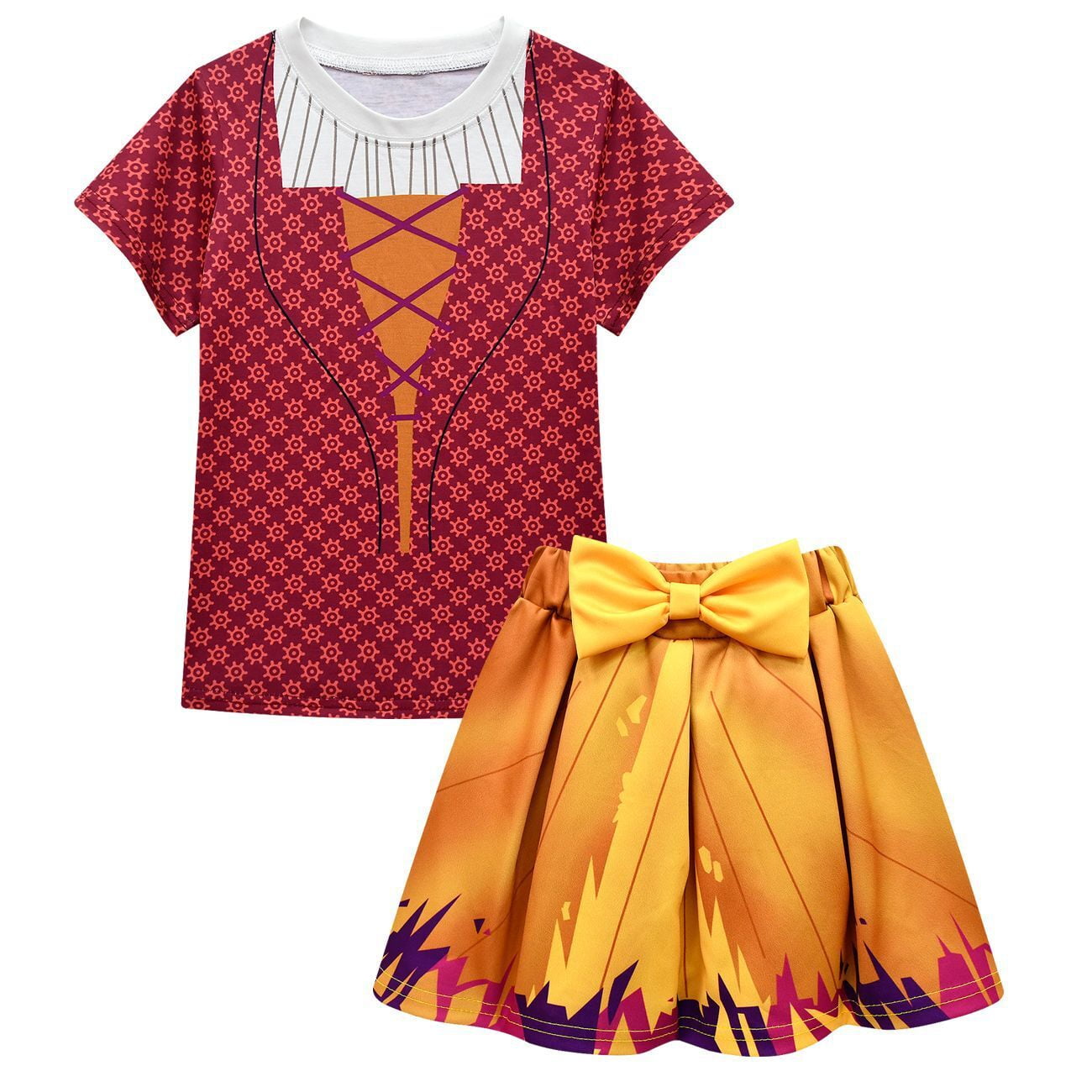 Girls Sanderson Sisters Mary Shirt Skirt Suit Set Halloween Cosplay ...