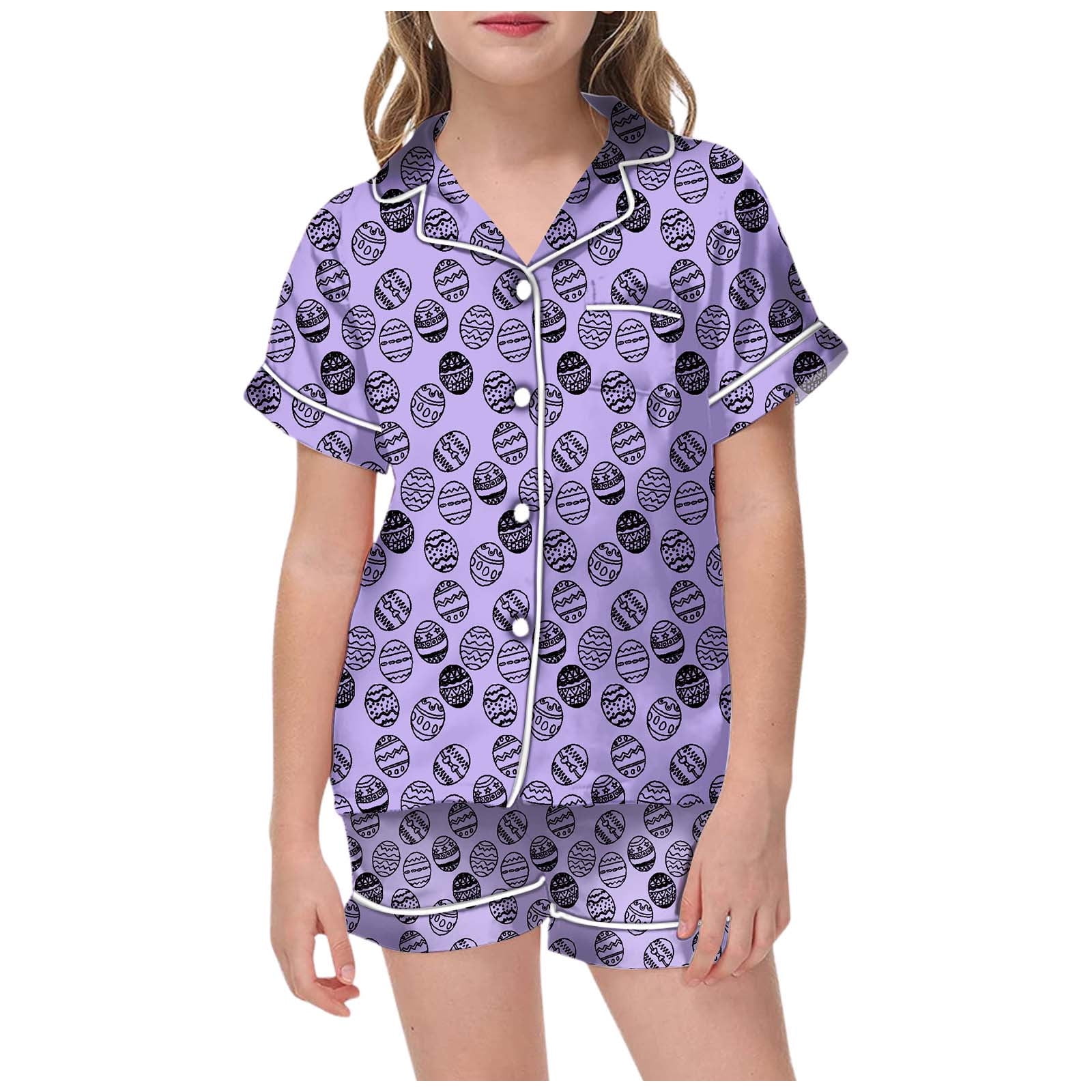 Girls Satin Pajamas Kids Toddler Easter Diy Hand Painted Home Outfit ...