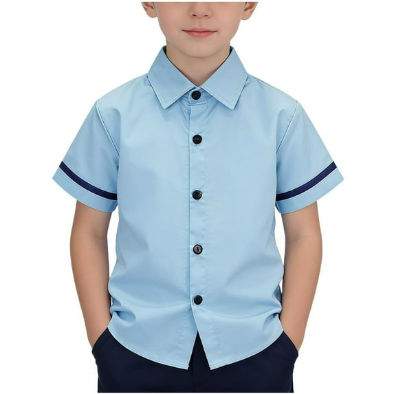Girls' School Shirts Short Sleeve Uniform Solid/Striped Print Kids ...