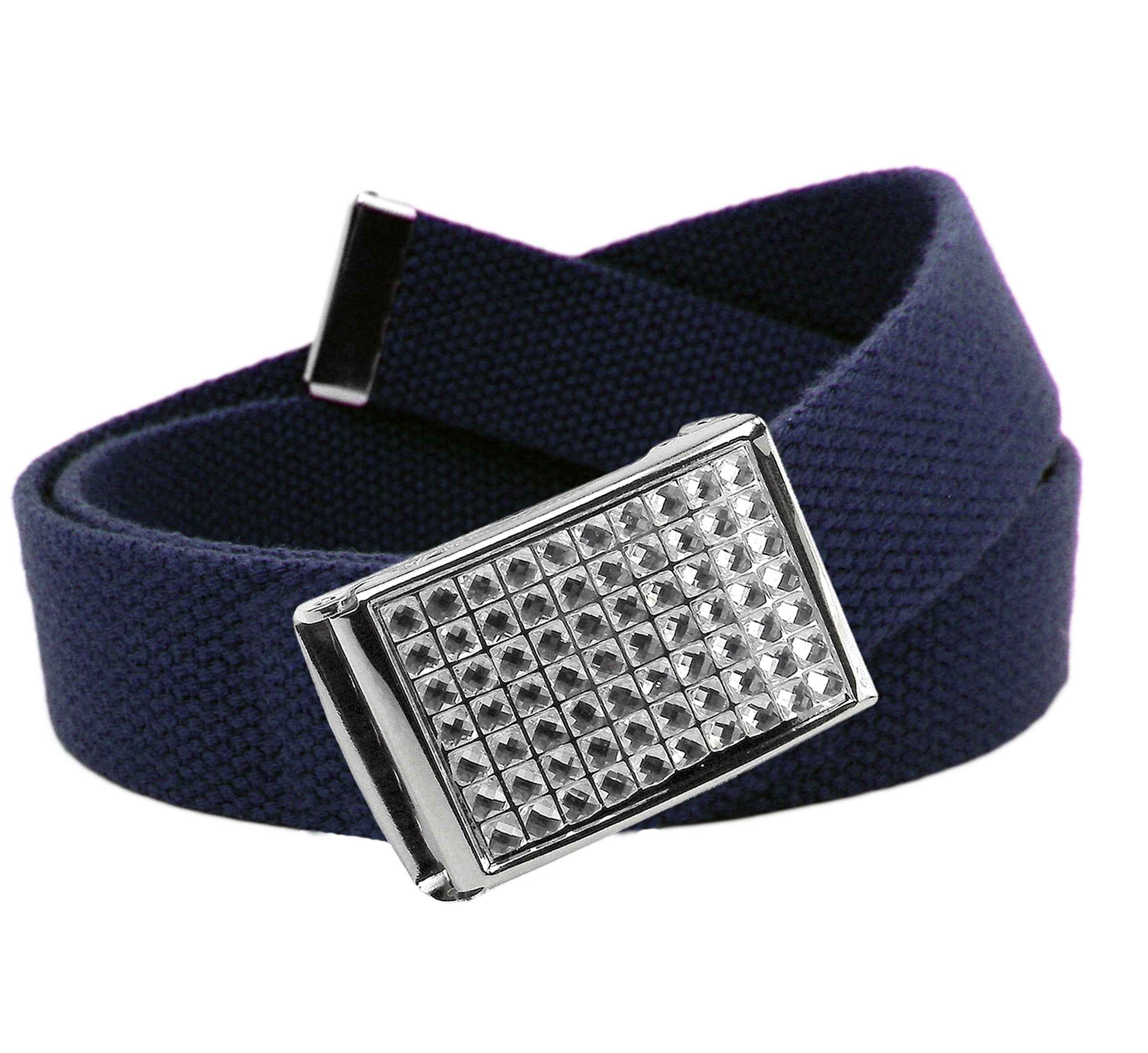 Girls School Uniform Belt Sparkly Crystal Easy Clamp Buckle with Canvas ...