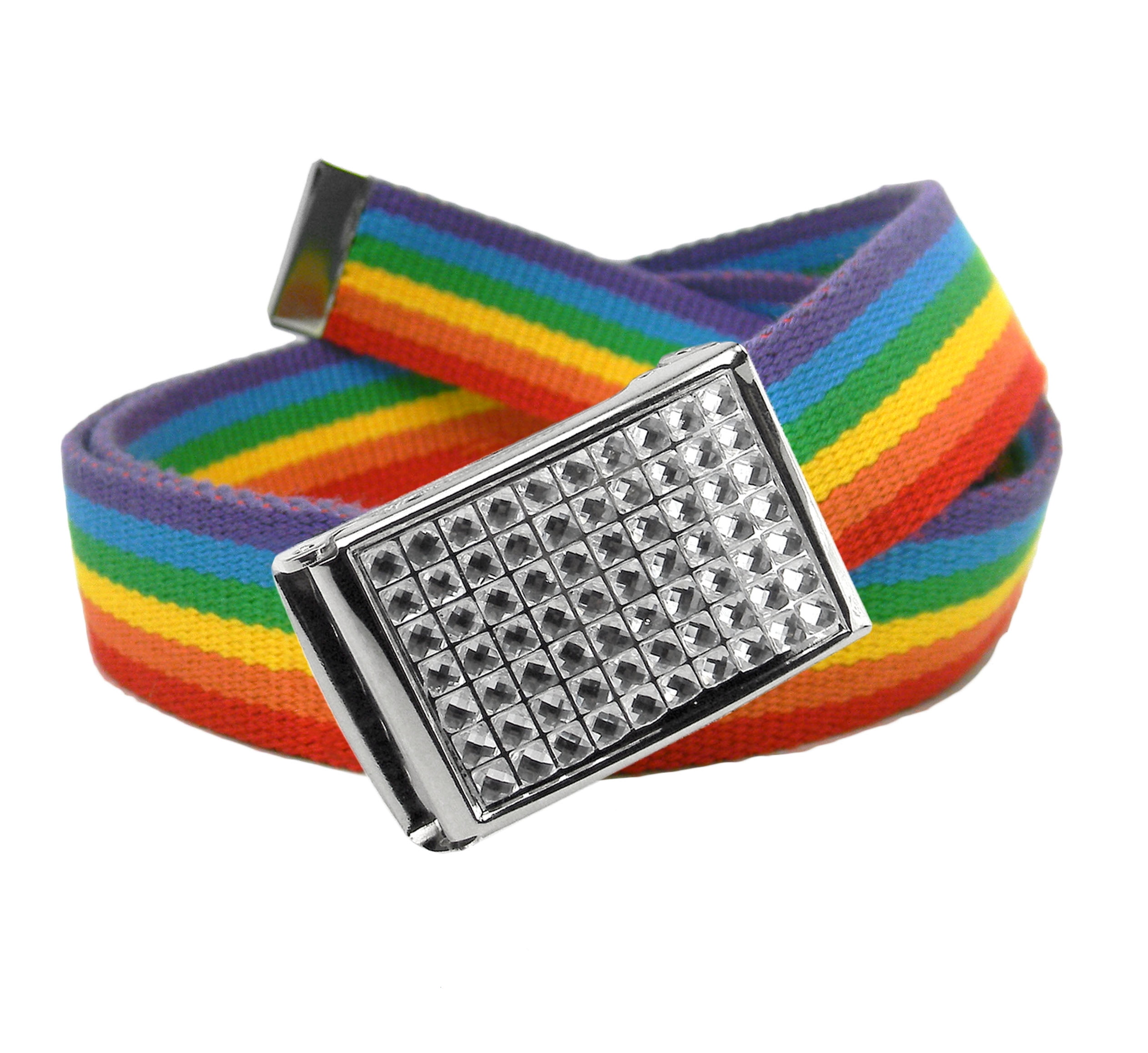Girls School Uniform Belt Sparkly Crystal Easy Clamp Buckle with Canvas ...