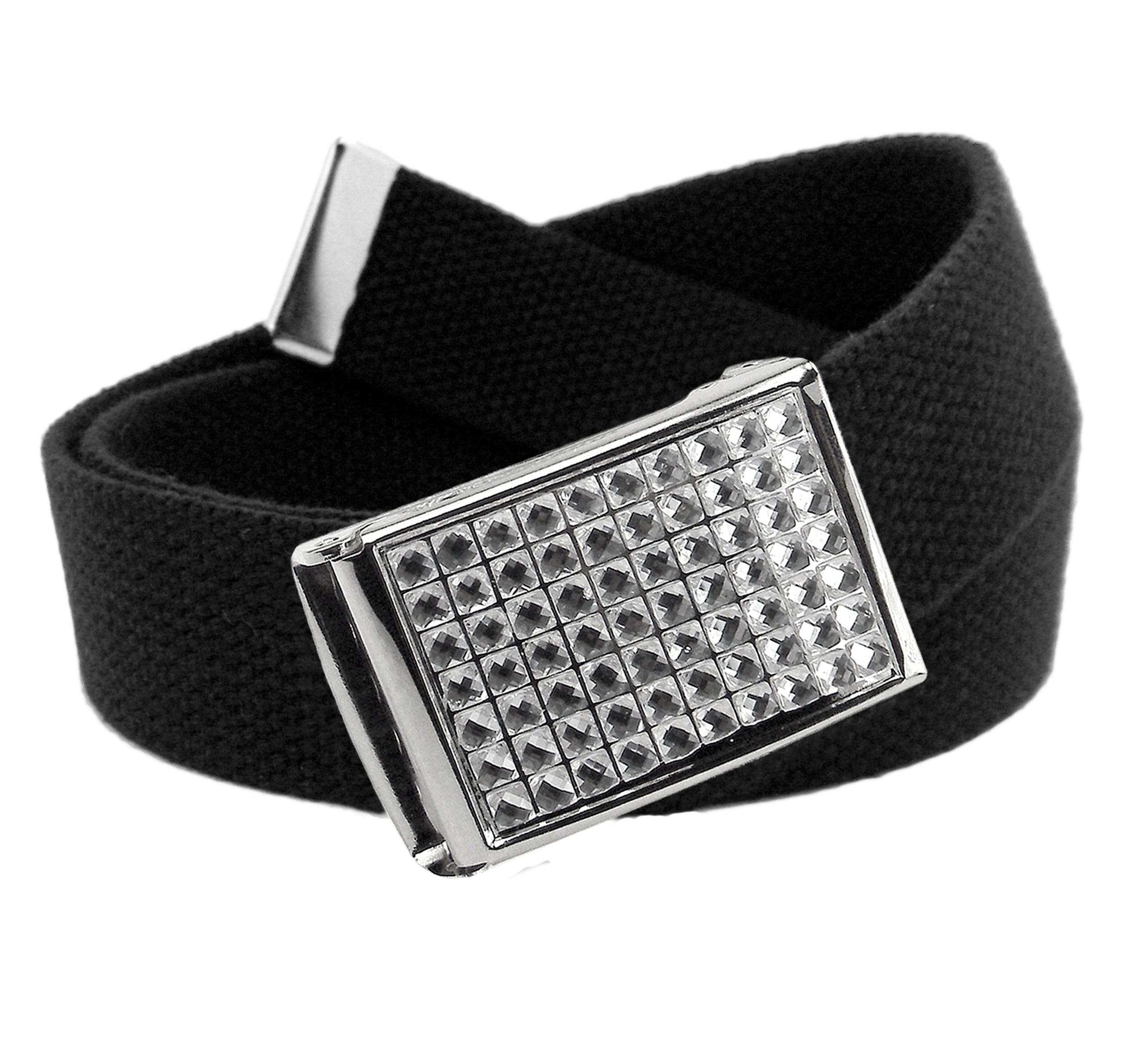Girls School Uniform Belt Sparkly Crystal Easy Clamp Buckle with Canvas ...