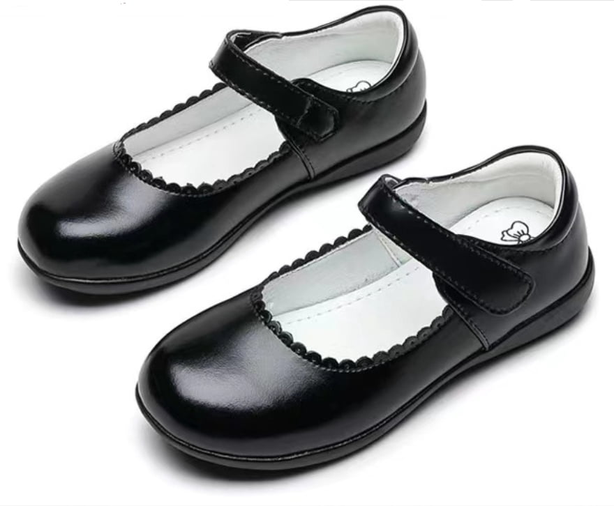 Girls School Uniform Dress Shoes Bow Black Mary Jane Flats - Walmart.com