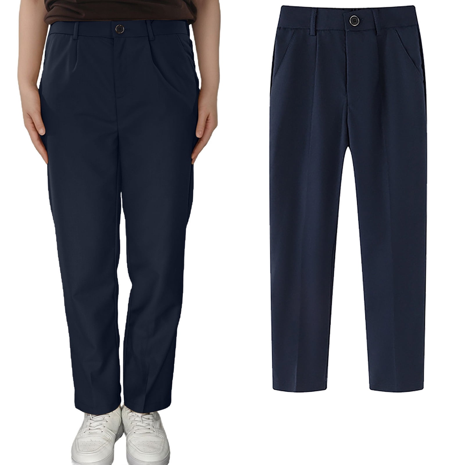 Girls School Uniform Pants Dress Pants Adjustable Waist Straight Pants ...