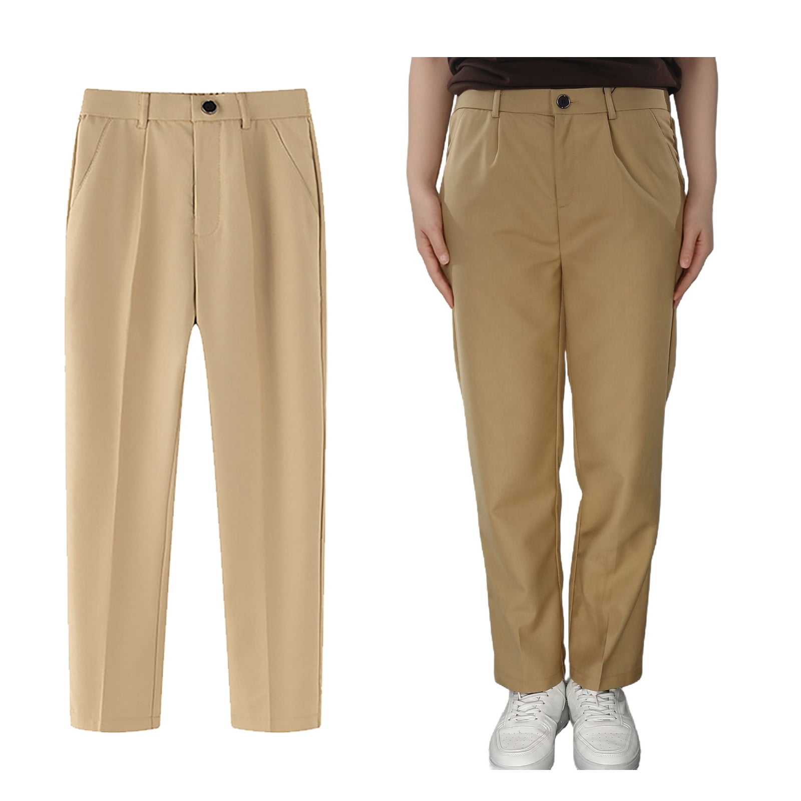 Girls School Uniform Pants Dress Pants Elastic Waist Straight Pants ...