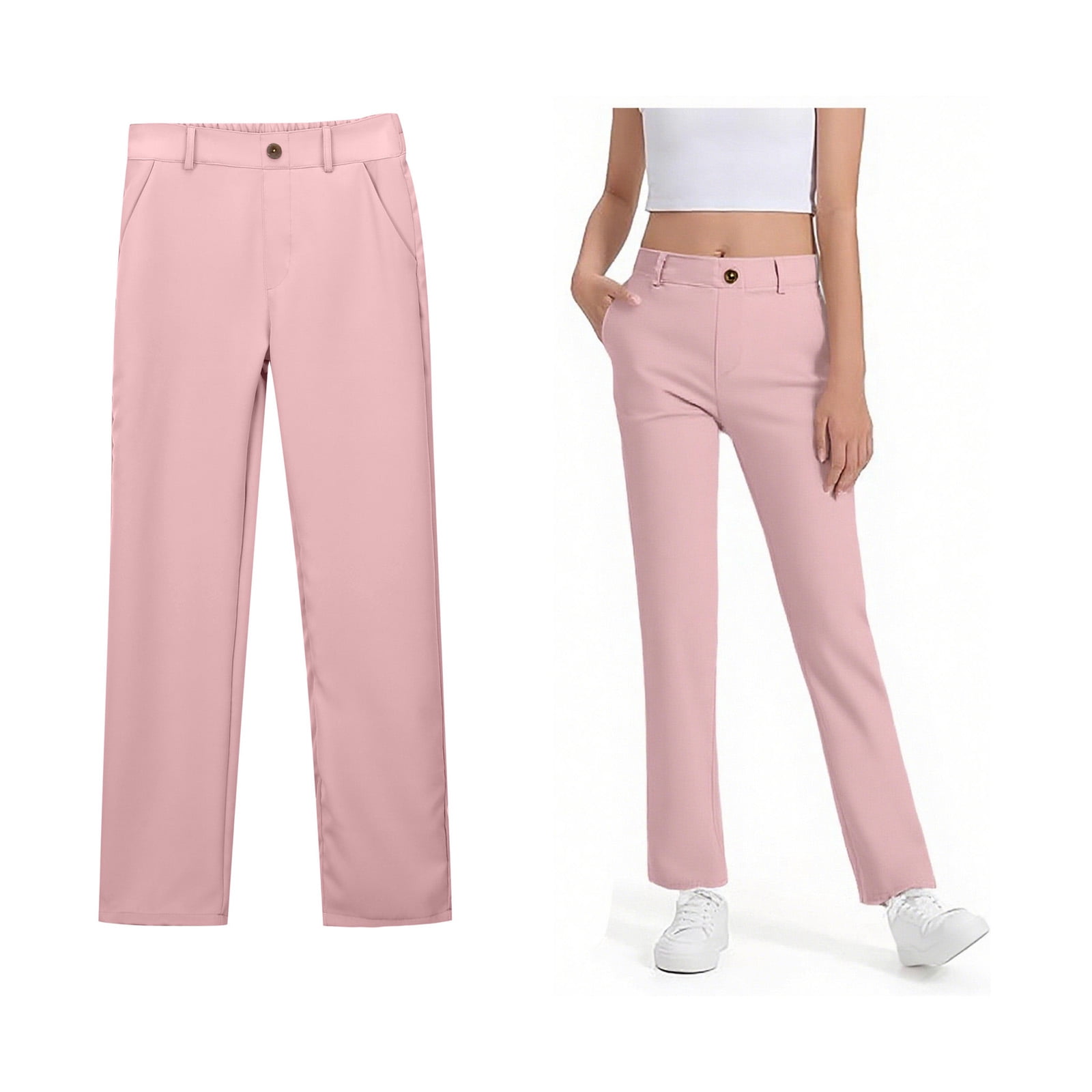 Girls School Uniform Pants Skinny Fit Kids Dress Pants with Pockets ...