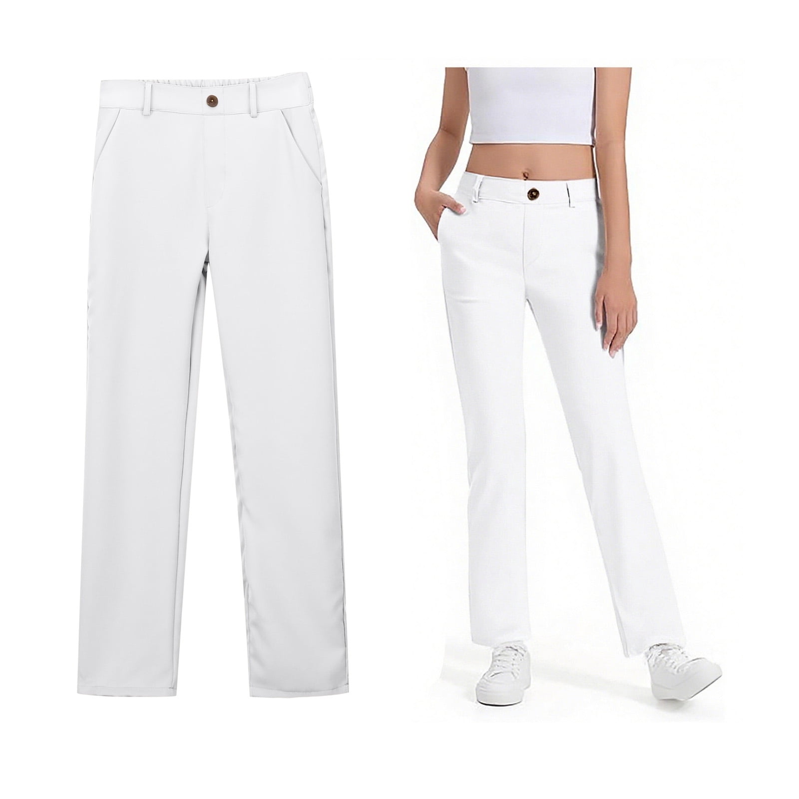 Girls School Uniform Pants Skinny Fit Stretch Pants with Pockets ...