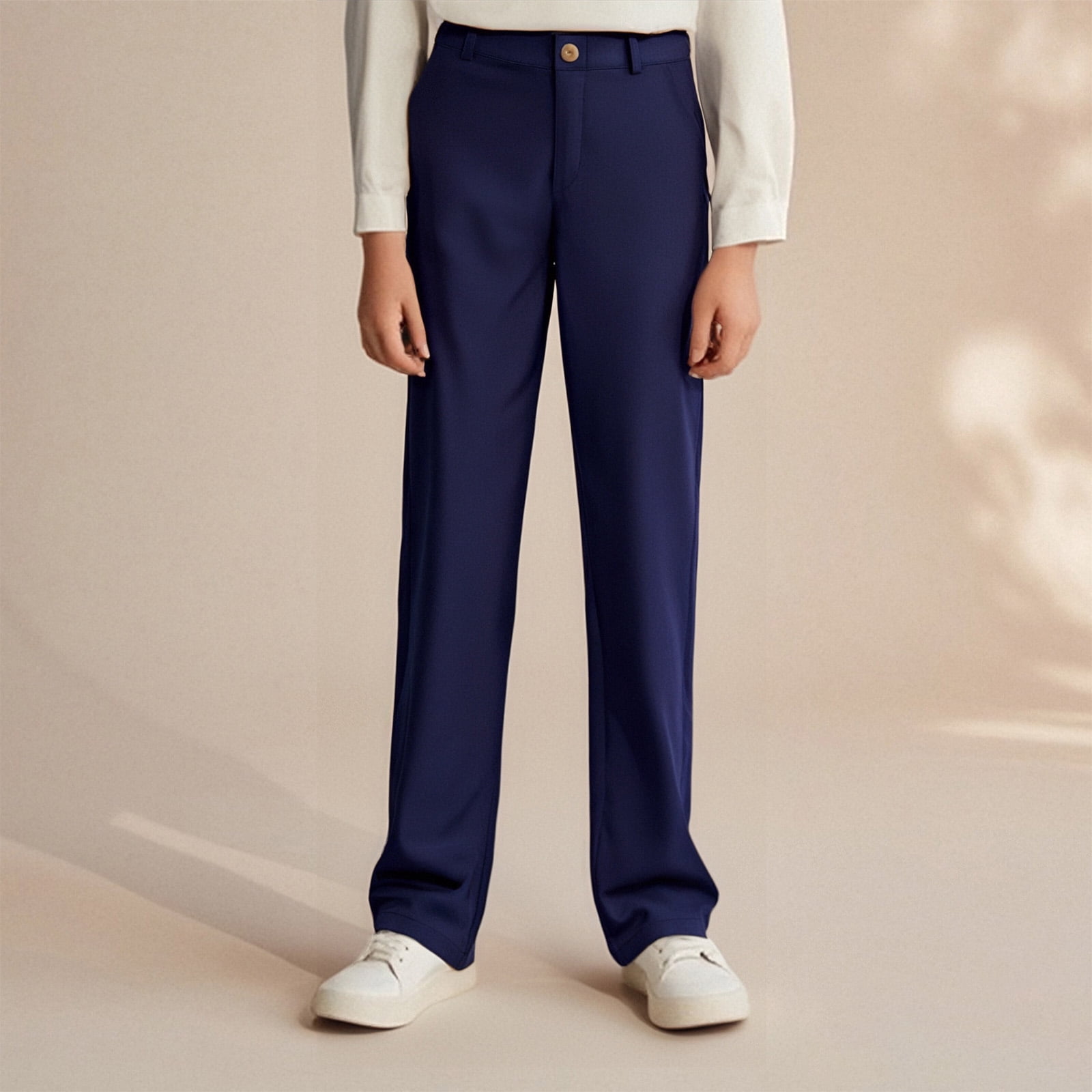 Girls School Uniform Pants Skinny Fit Stretch Pants with Pockets ...