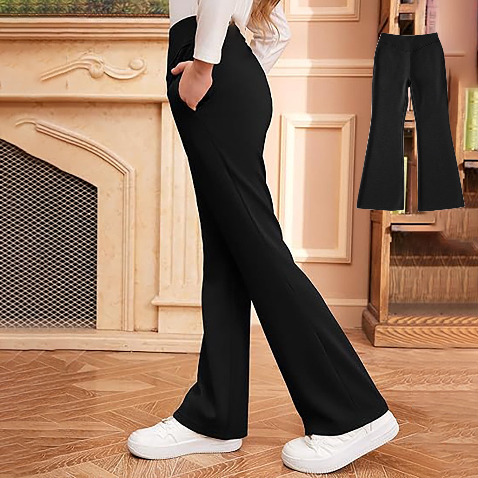 Girls School Uniform Pants Pants Kids Dress Pants With Pockets Flare ...