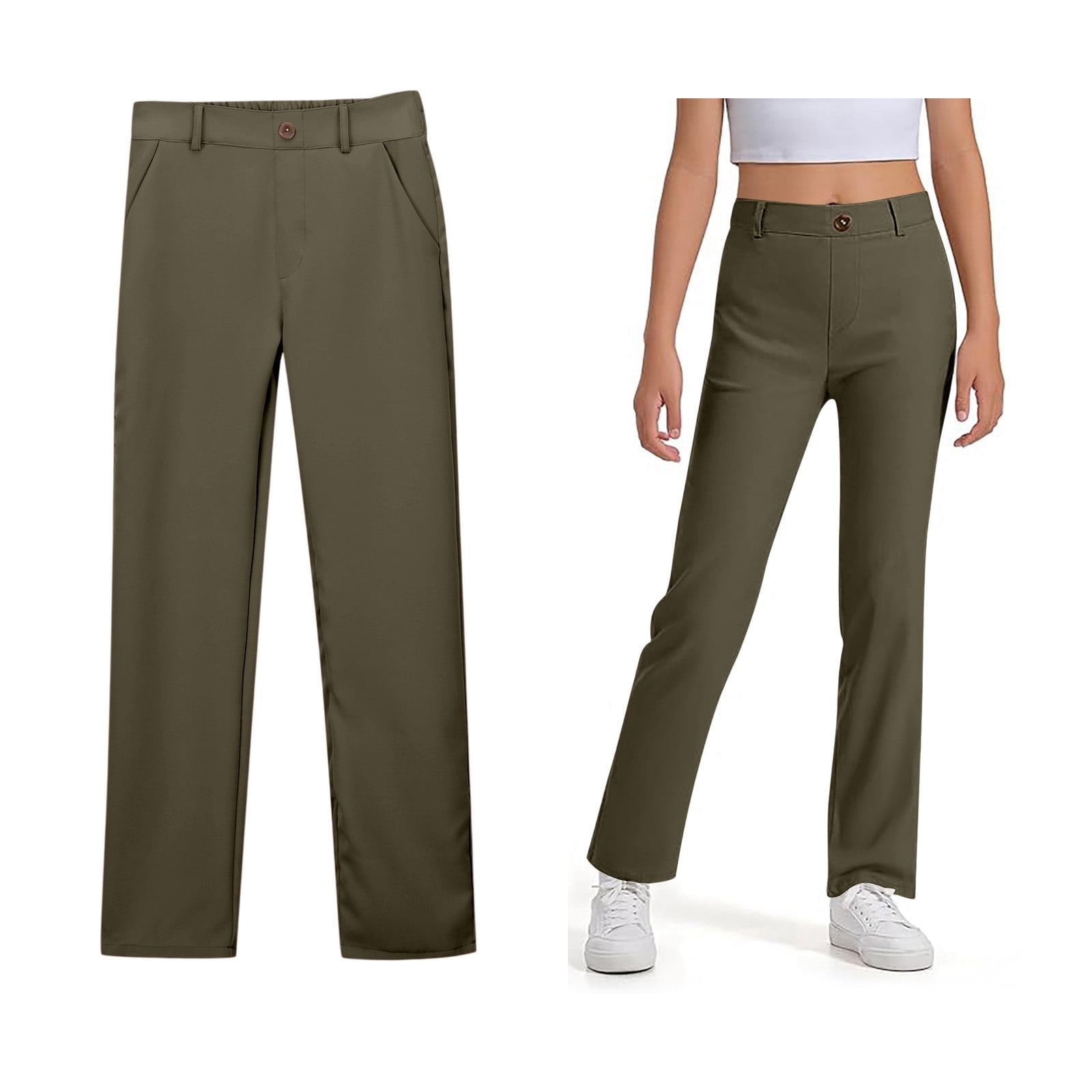 Girls School Uniform Pants Skinny Pants Kids Dress Pants with Pockets ...