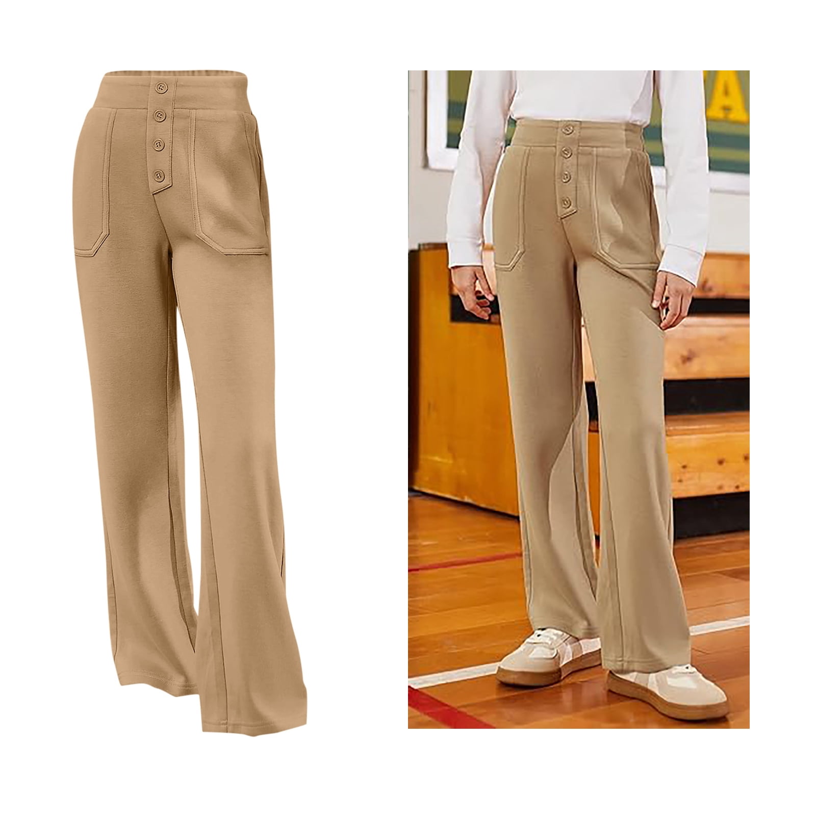 Girls School Uniform Pants Skinny Pants Kids Dress Pants with Pockets ...