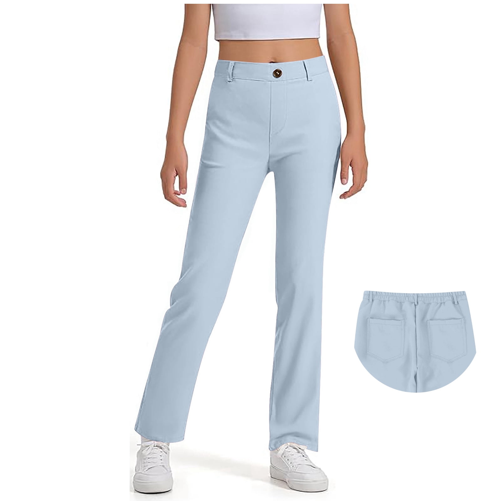 Girls School Uniform Pants Skinny Pants Stretch Pants with Pockets ...