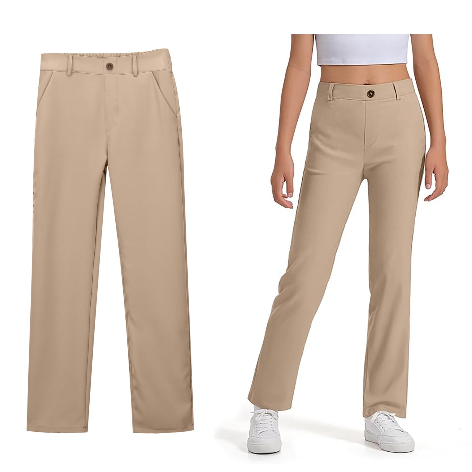 Girls School Uniform Pants Skinny Pants Stretch Pants with Pockets ...