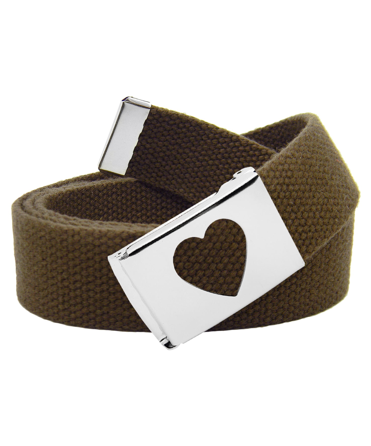 Girls School Uniform Silver Flip Top Heart Belt Buckle with Canvas Web ...