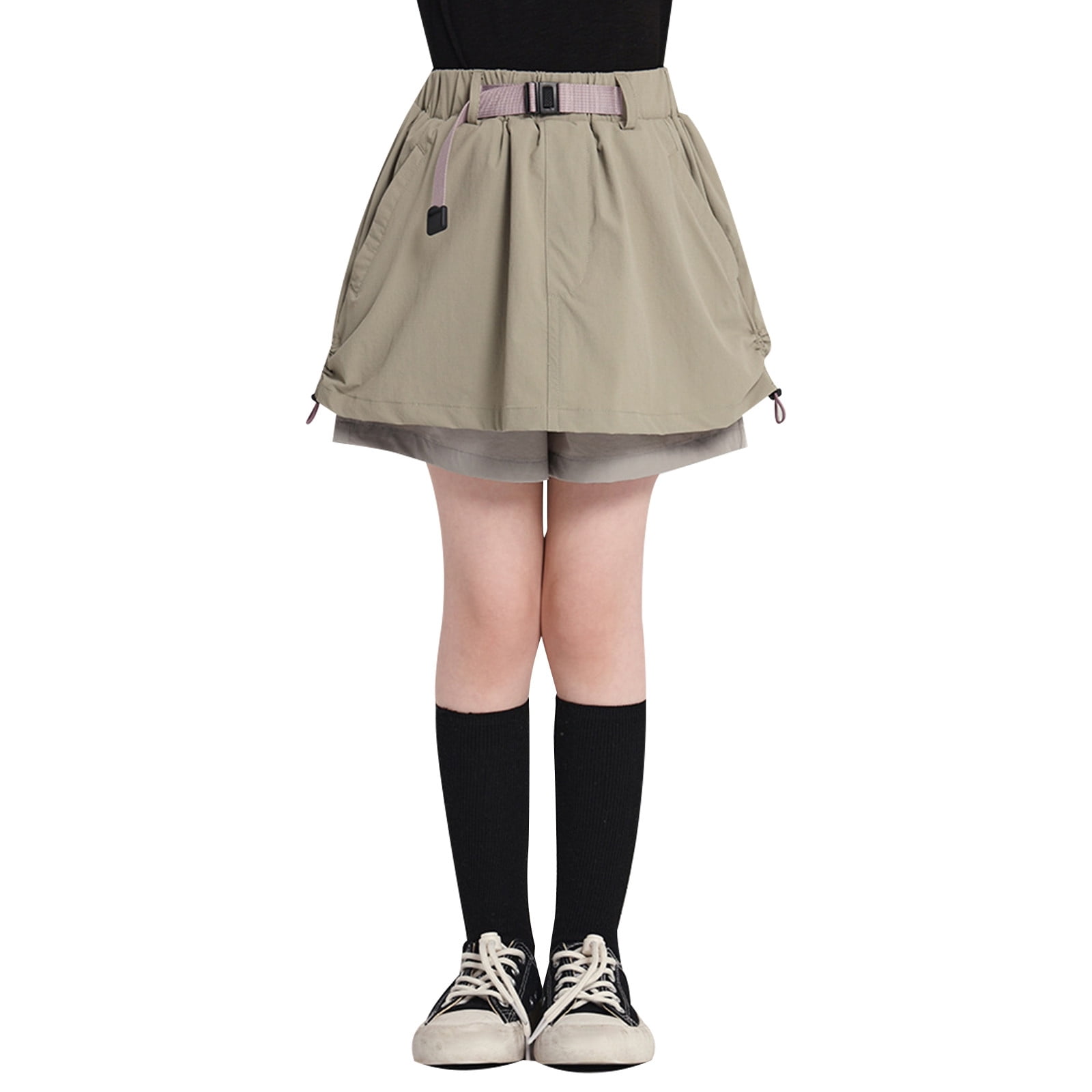 School Uniform for Girls Pleated Pull-on Green Pleated Skirt Adjustable ...