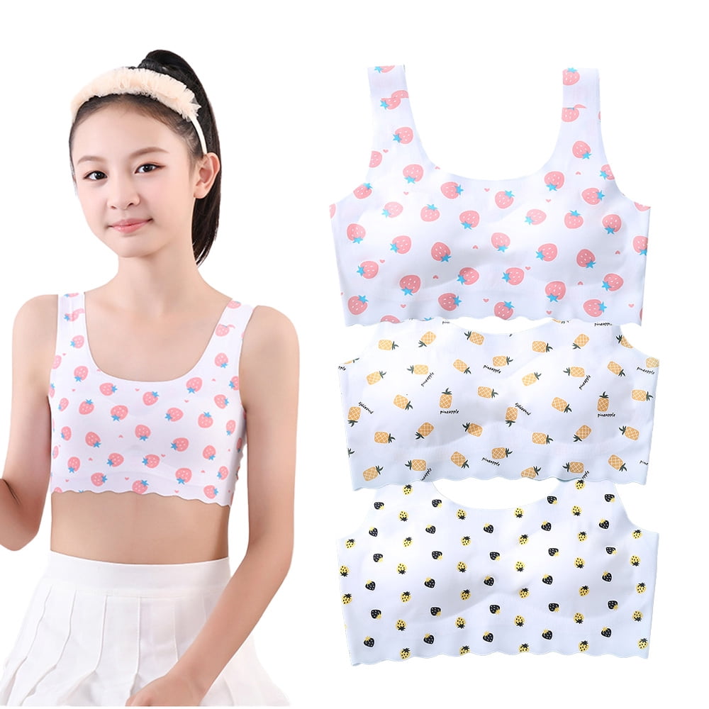 Girls Seamless Training Bras Cotton Developed Kids Sports No Wire ...