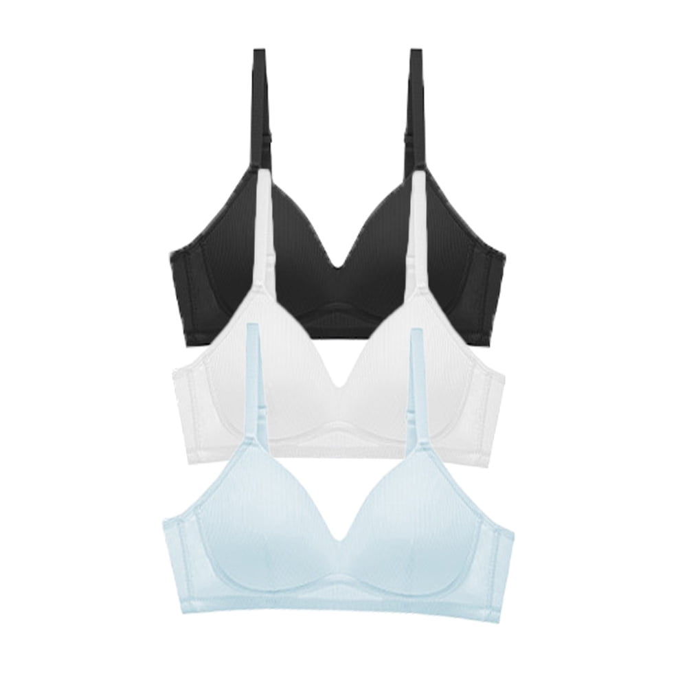 Girls Seamless Training Bras Lightly Padded Thin Cotton Breathable Girl Bras Adjustable Straps ...