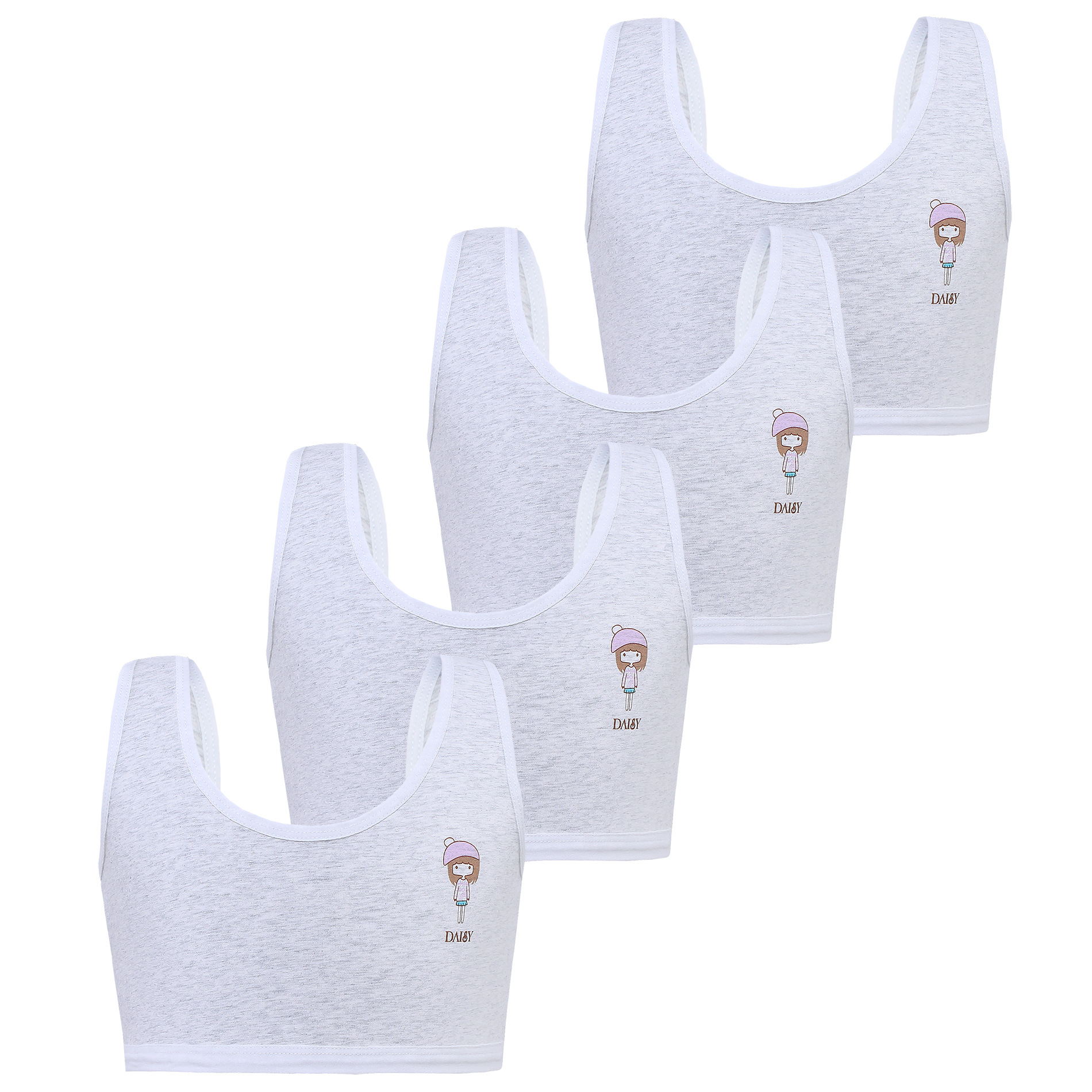 Girls Seamless Training Bras Thin Cotton Breathable Kids Sports No Wire ...