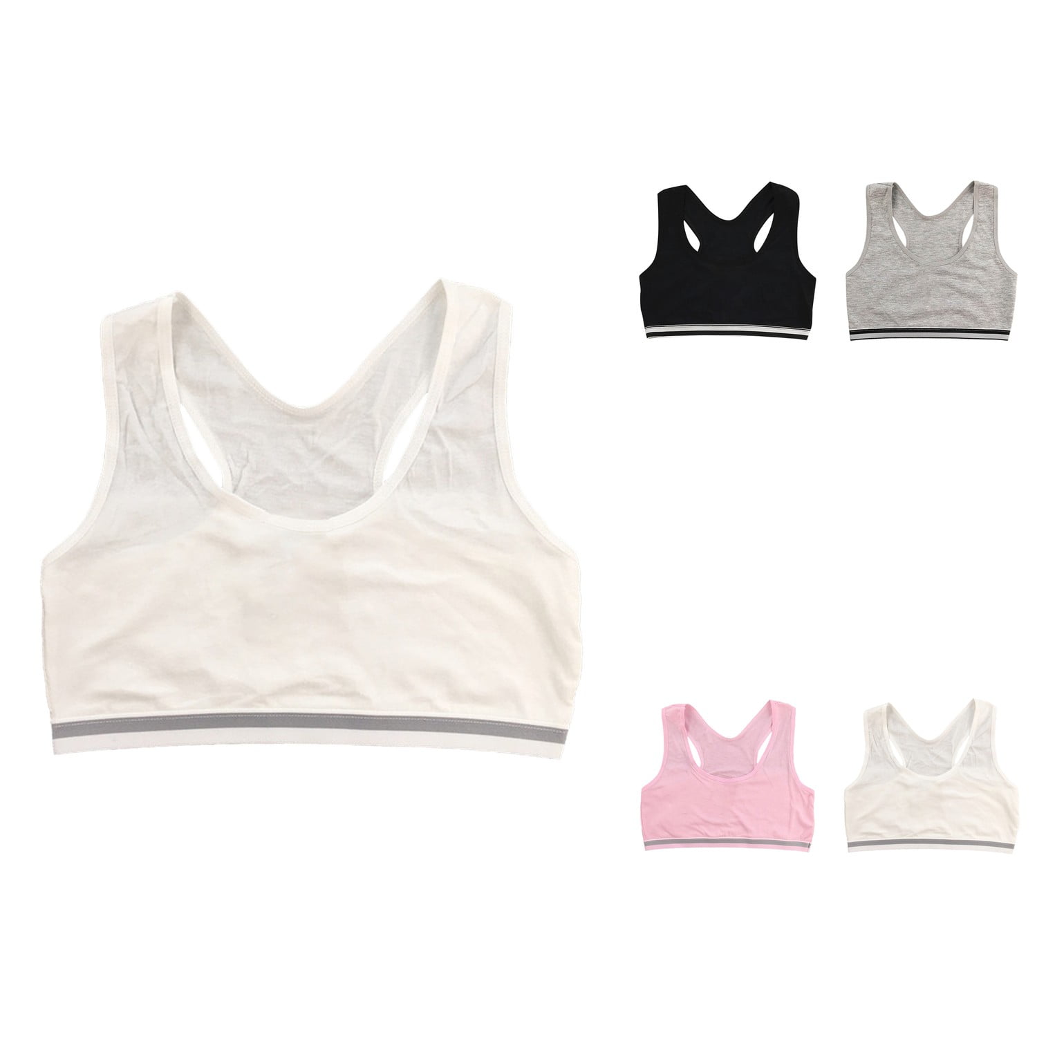 Girls Seamless Training Sports Bra â Cotton Wireless Racerback ...