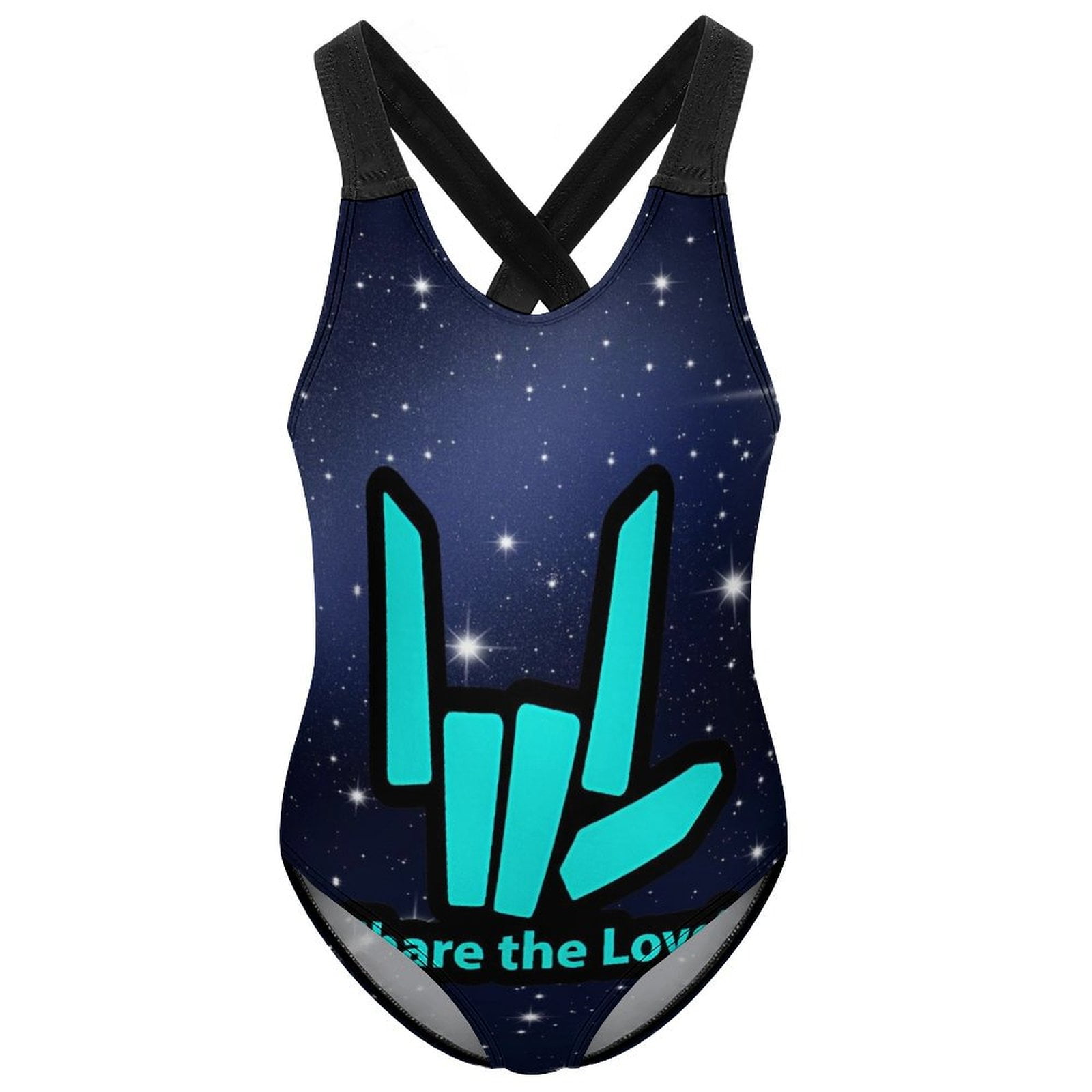Girls Share The Lo-ve One Piece Swimsuits Bathing Suits Cross Back ...