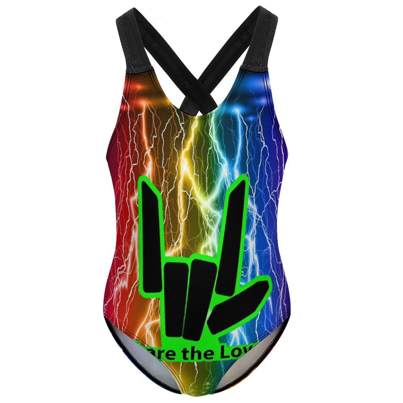 Girls Share The Lo-ve One Piece Swimsuits Bathing Suits Cross Back ...